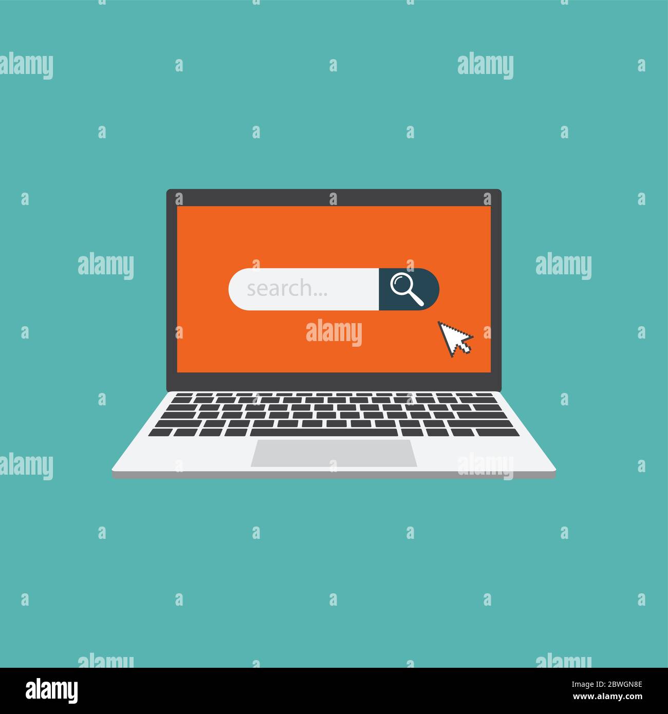 laptop flat vector with search bar Stock Vector Image & Art - Alamy