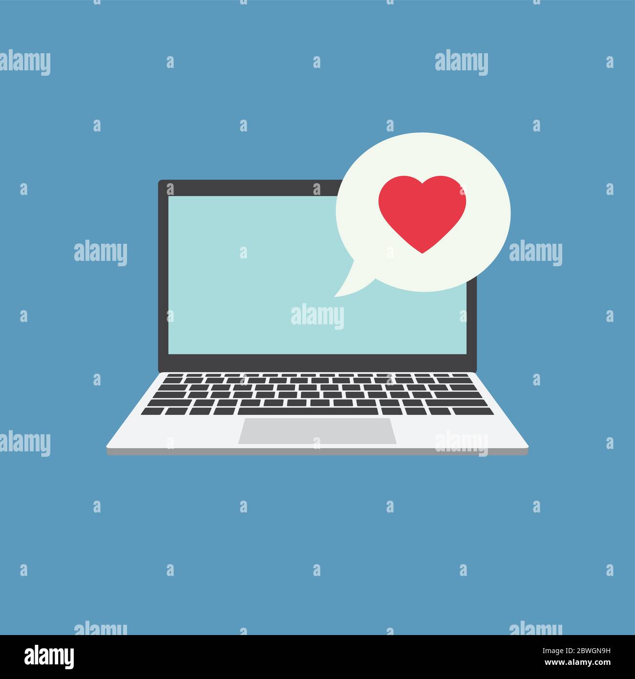 laptop flat vector with like icon Stock Vector Image & Art - Alamy