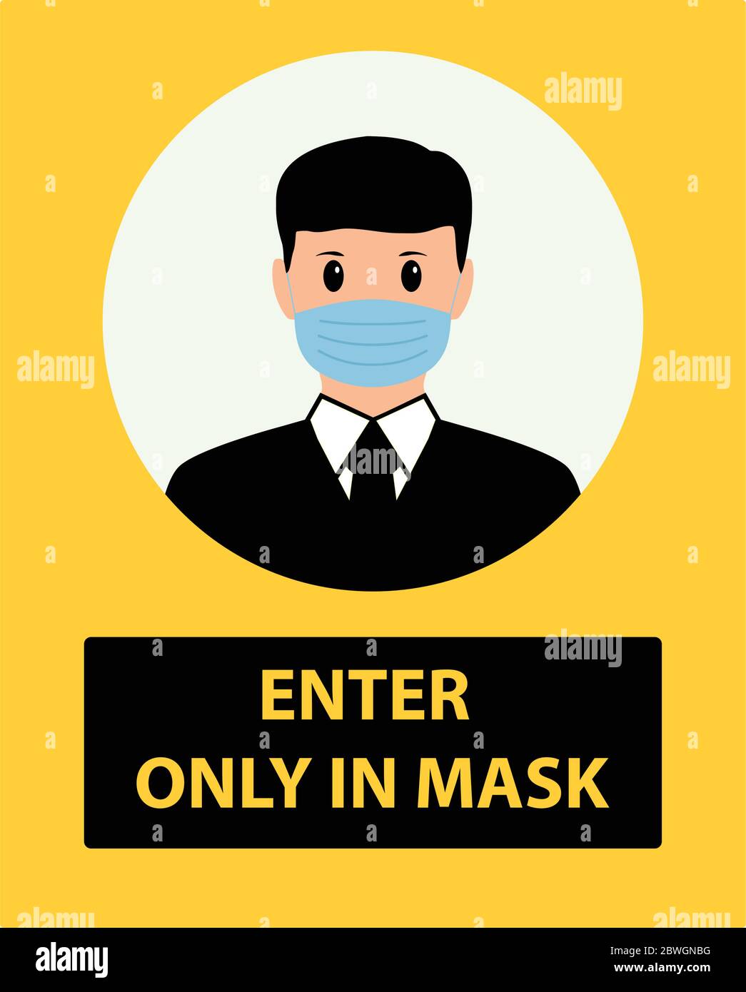 enter only in mask banner coronavirus, covid, quarantine, icon Stock ...