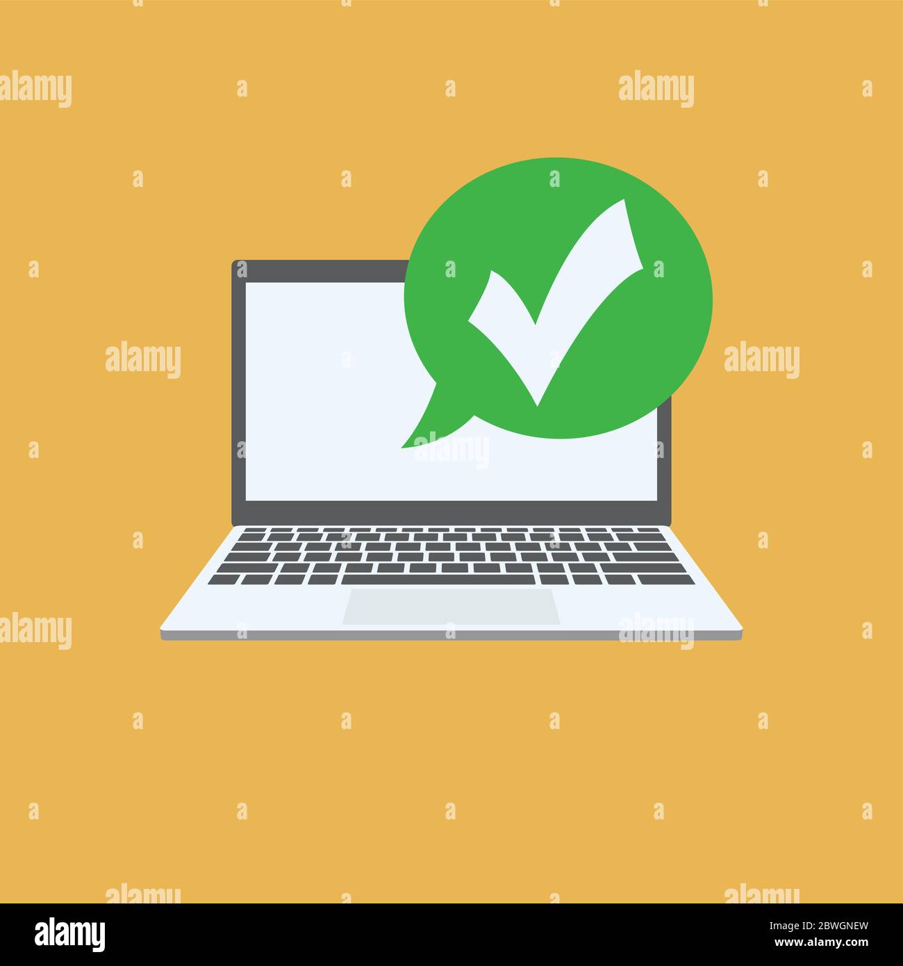 laptop flat vector with checkmark icon Stock Vector Image & Art - Alamy