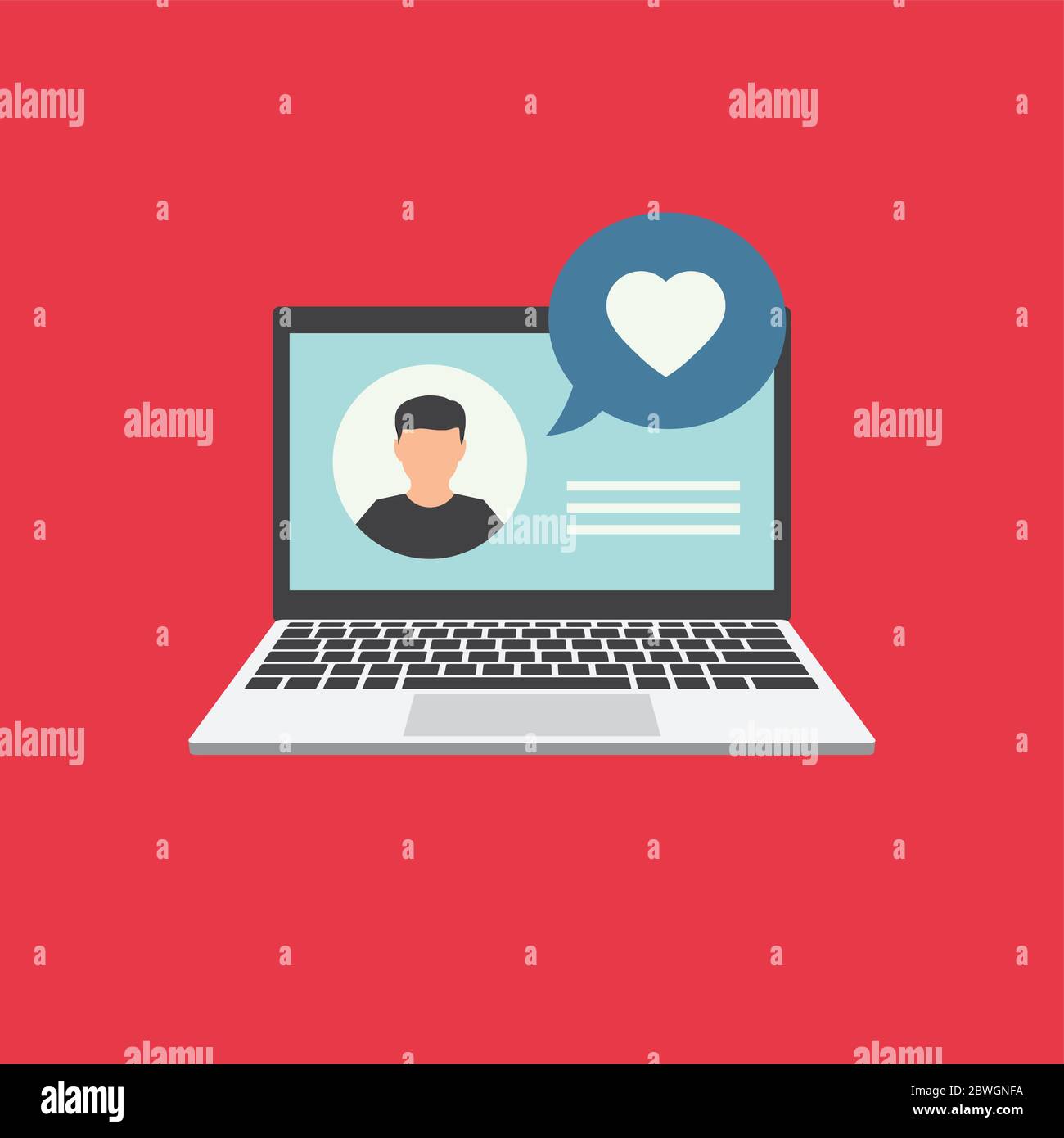 laptop flat vector with chat like icon Stock Vector Image & Art - Alamy