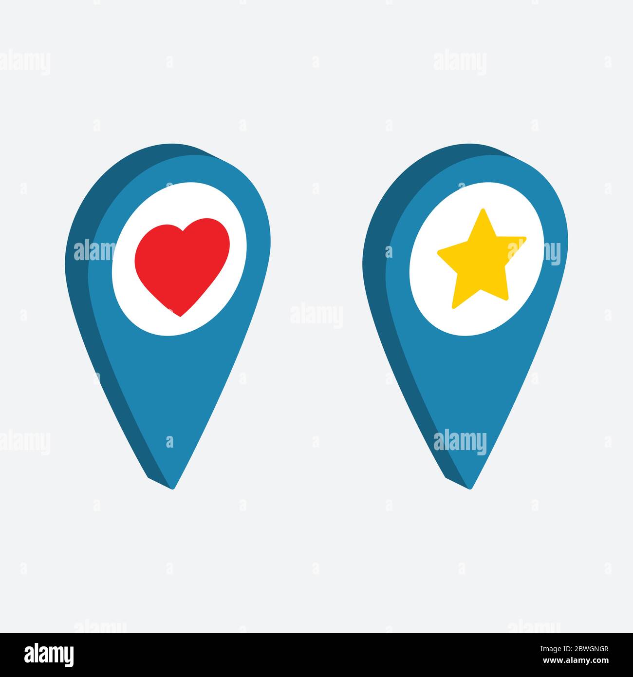 map pointer icon isometric set map poiner with heart and star sign vector Stock Vector Image ...