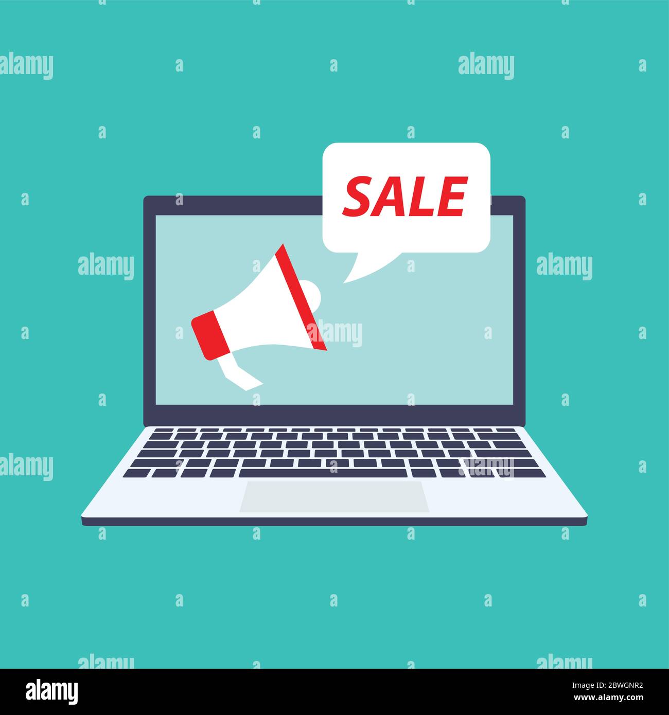 laptop flat vector with megaphone sale symbol Stock Vector Image & Art ...
