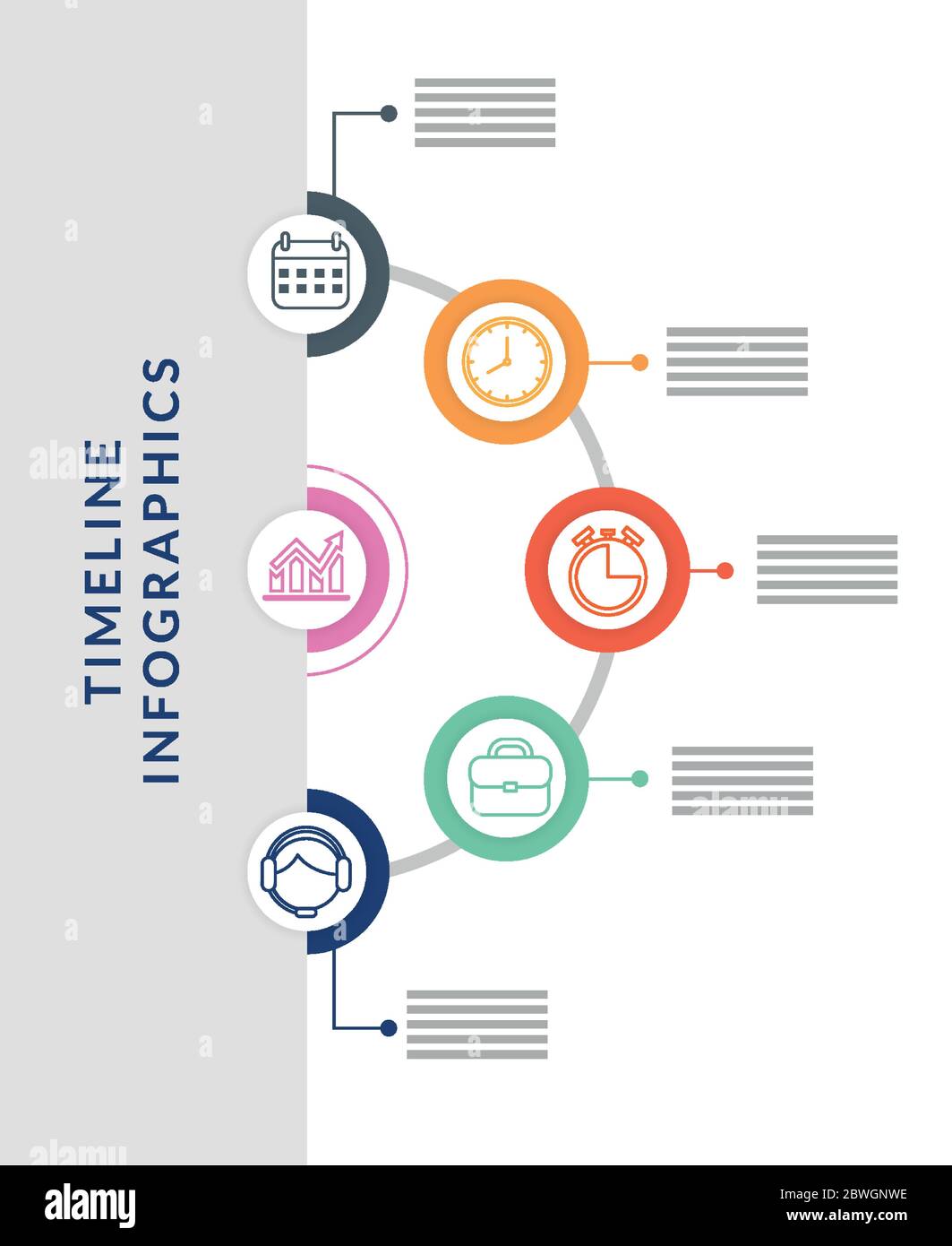 Timeline Infographics with calendar clock chronometer and suitcase ...