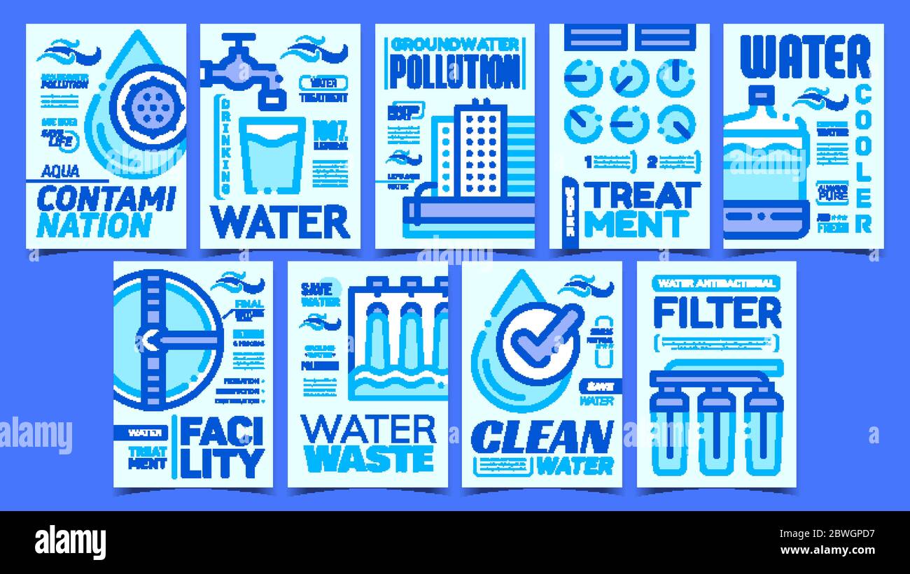 Water Treatment Collection Posters Set Vector Stock Vector Image & Art ...