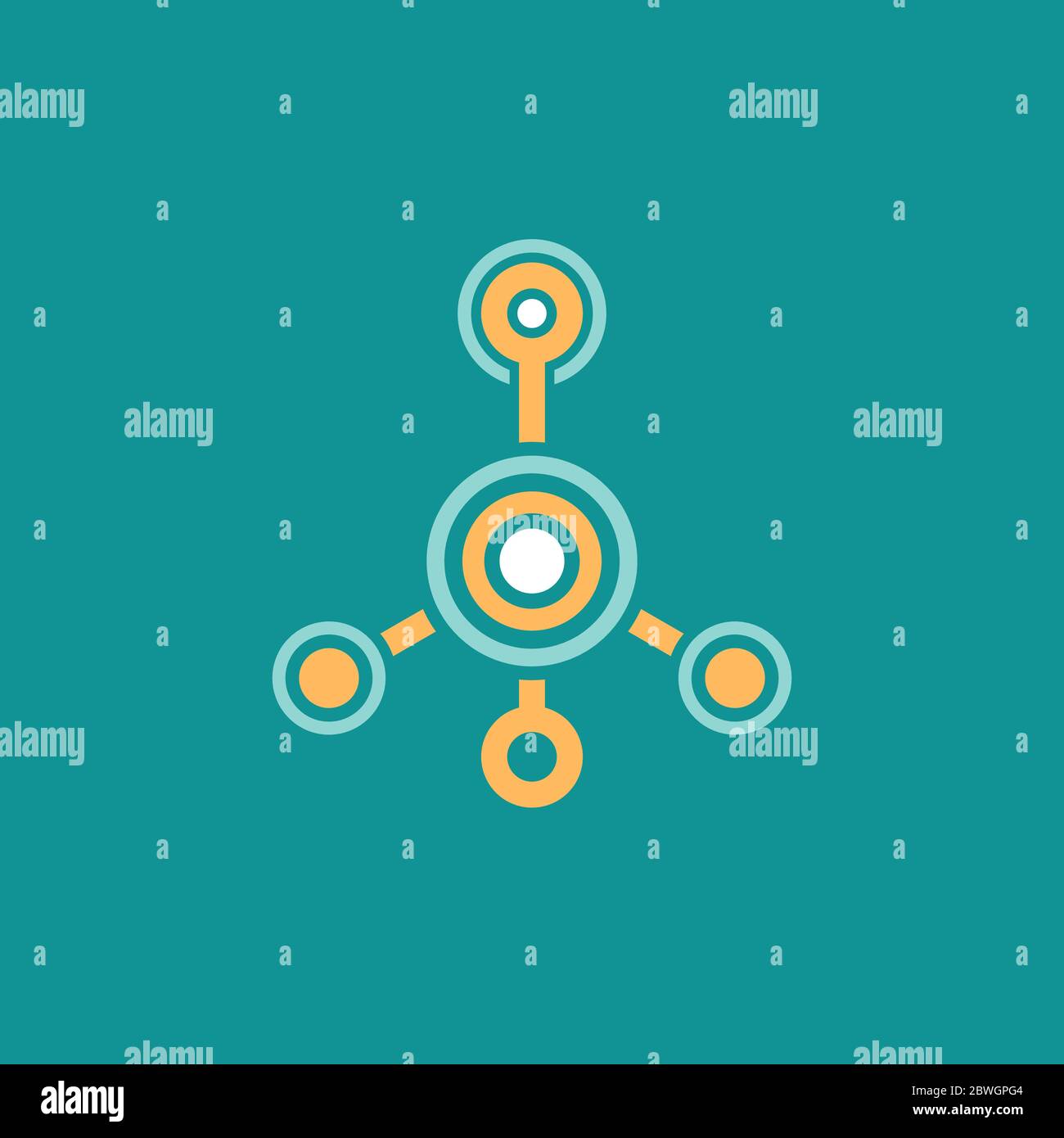 Hub network connection line icon isolated on blue. Tech or technology ...