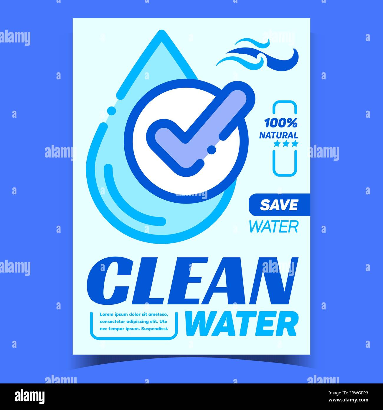 Clean Water Healthy And Drinkable Banner Vector Stock Vector Image ...