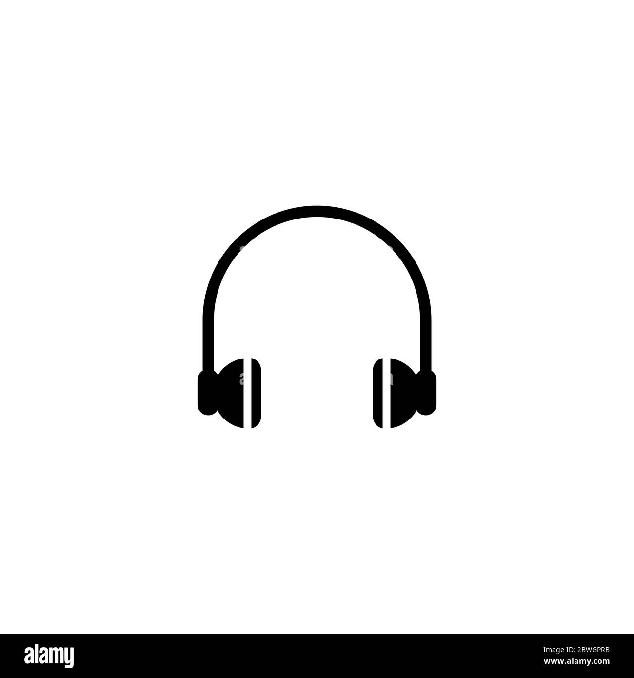black headphones icon. Flat vector earphones icon isolated on white ...