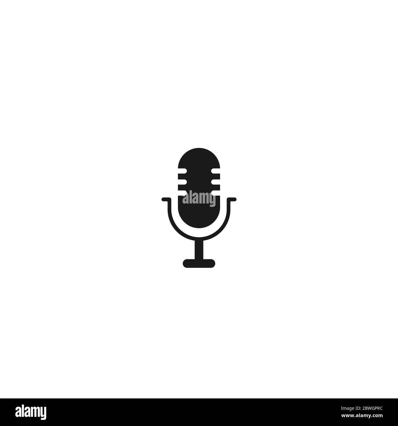black microphone icon. linear button. radio, podcast logo. Audio ...