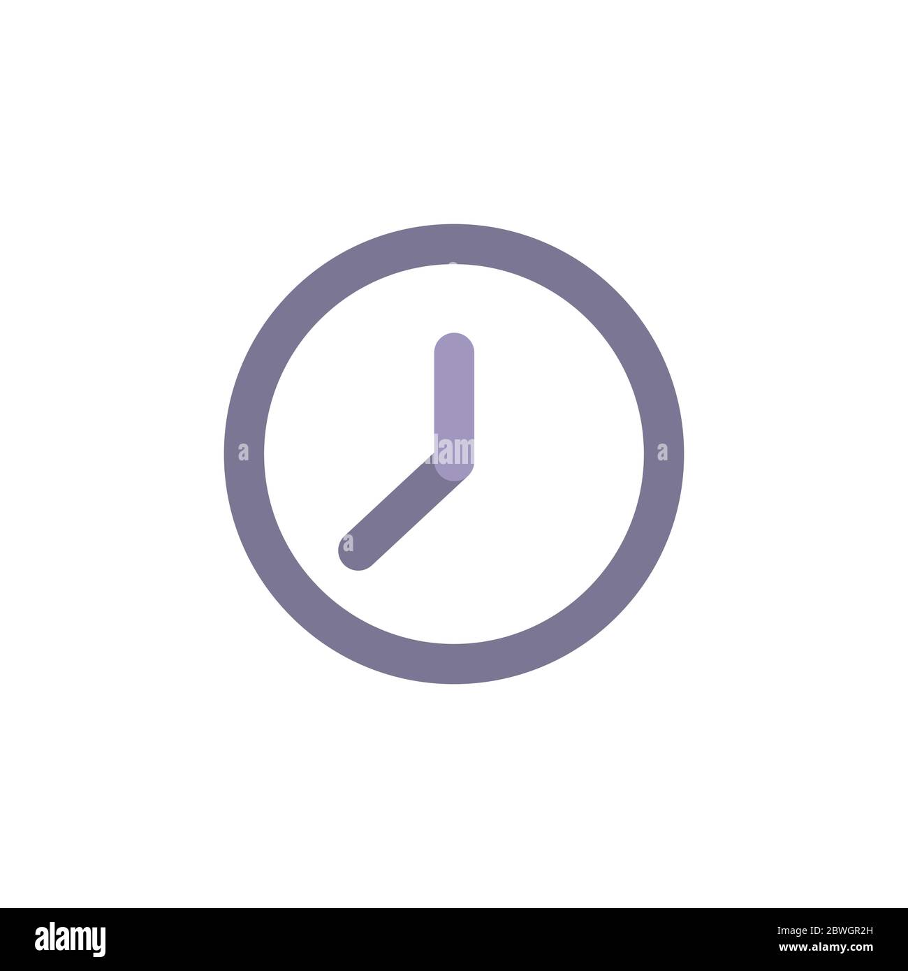 purple clock. Flat line icon isolated on white. Time pictogram Stock ...