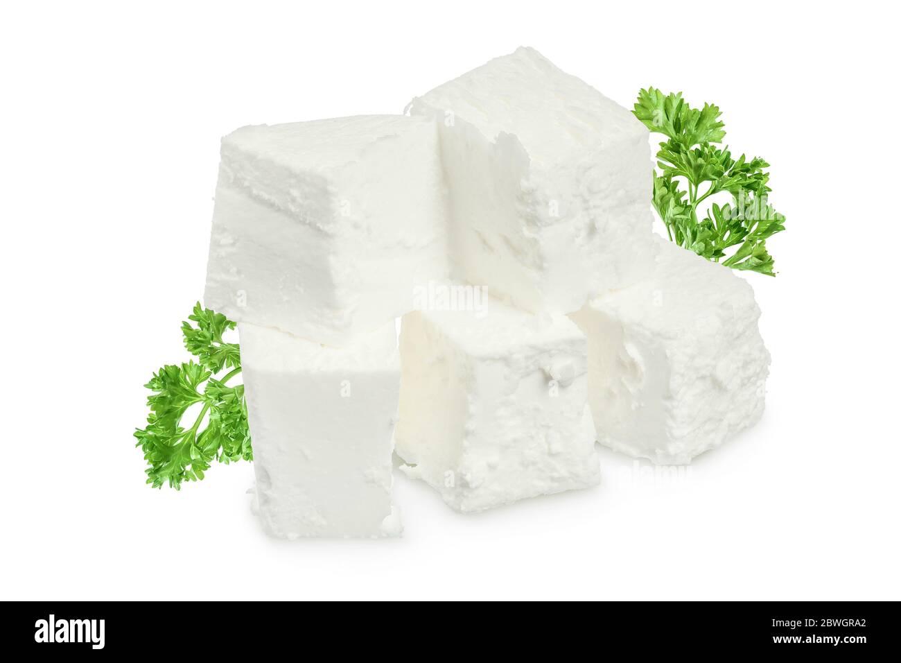 Feta cheese isolated on white background. With clipping path and full ...