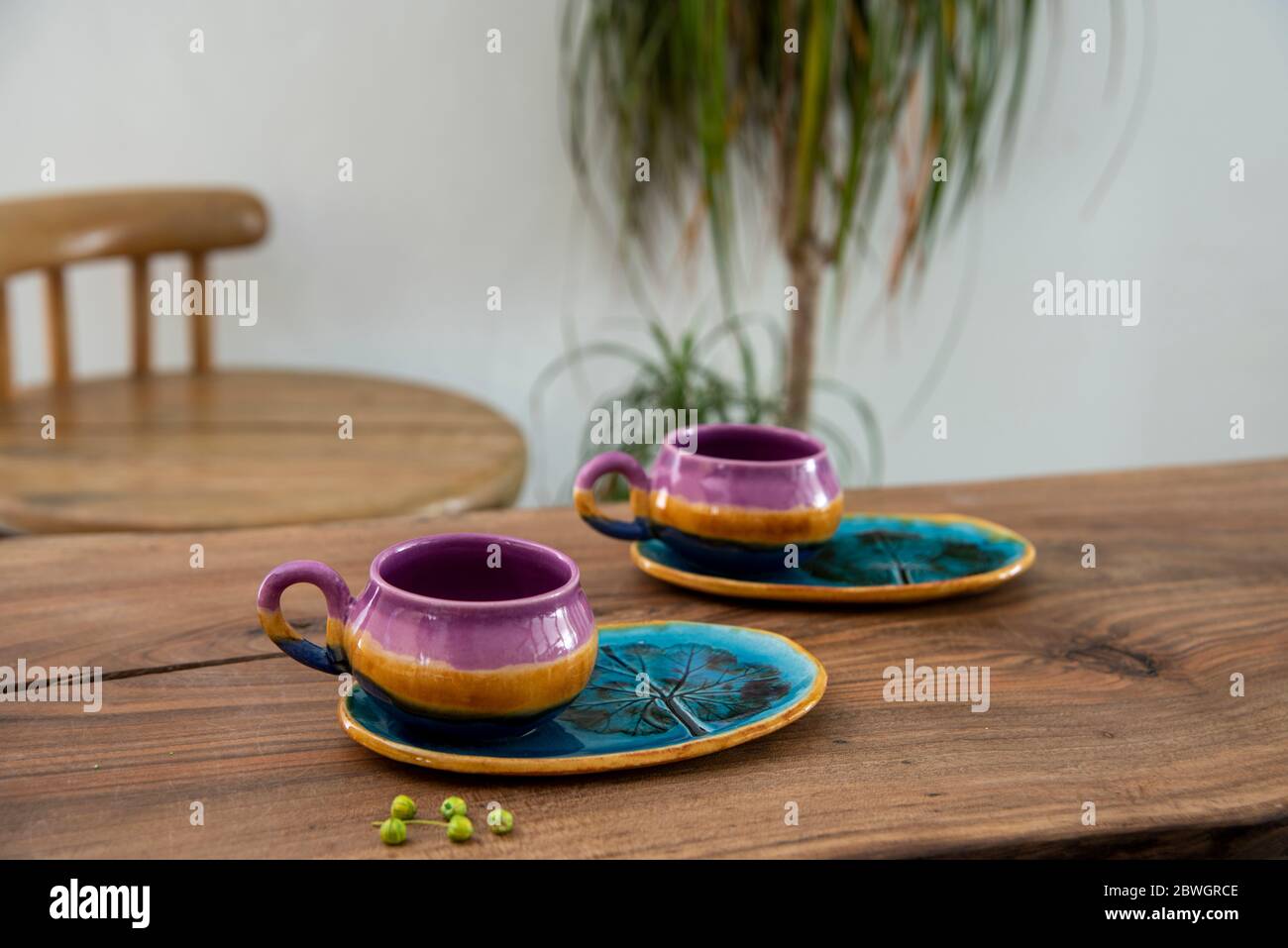 turkish coffee in colorful handmade ceramic cups Stock Photo - Alamy