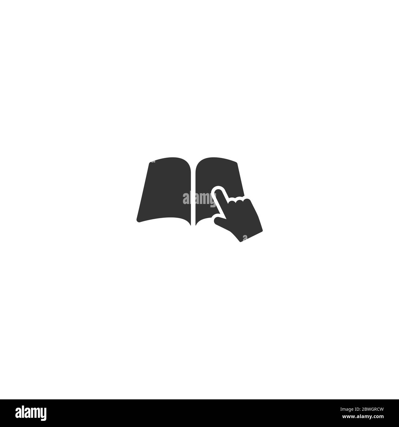 black book and pointing hand isolated on white background. Knowledge ...