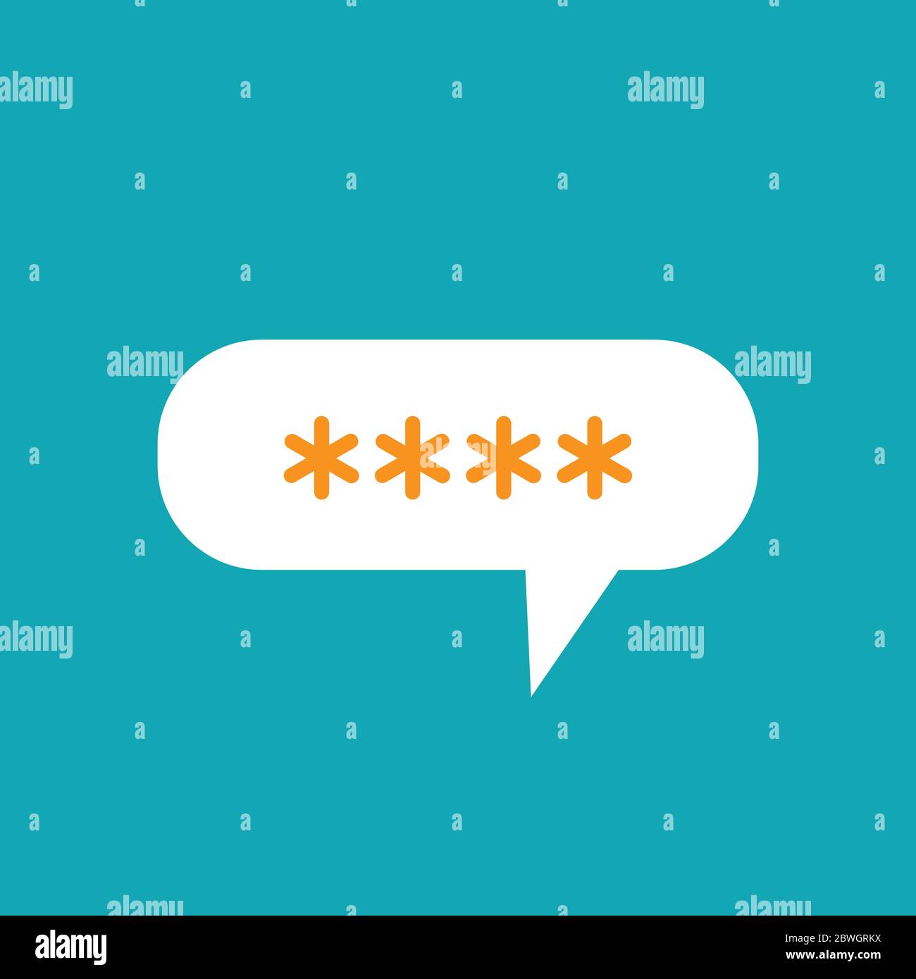 four red asterisks footnote in white bubble icon. Password, parol, chat ...