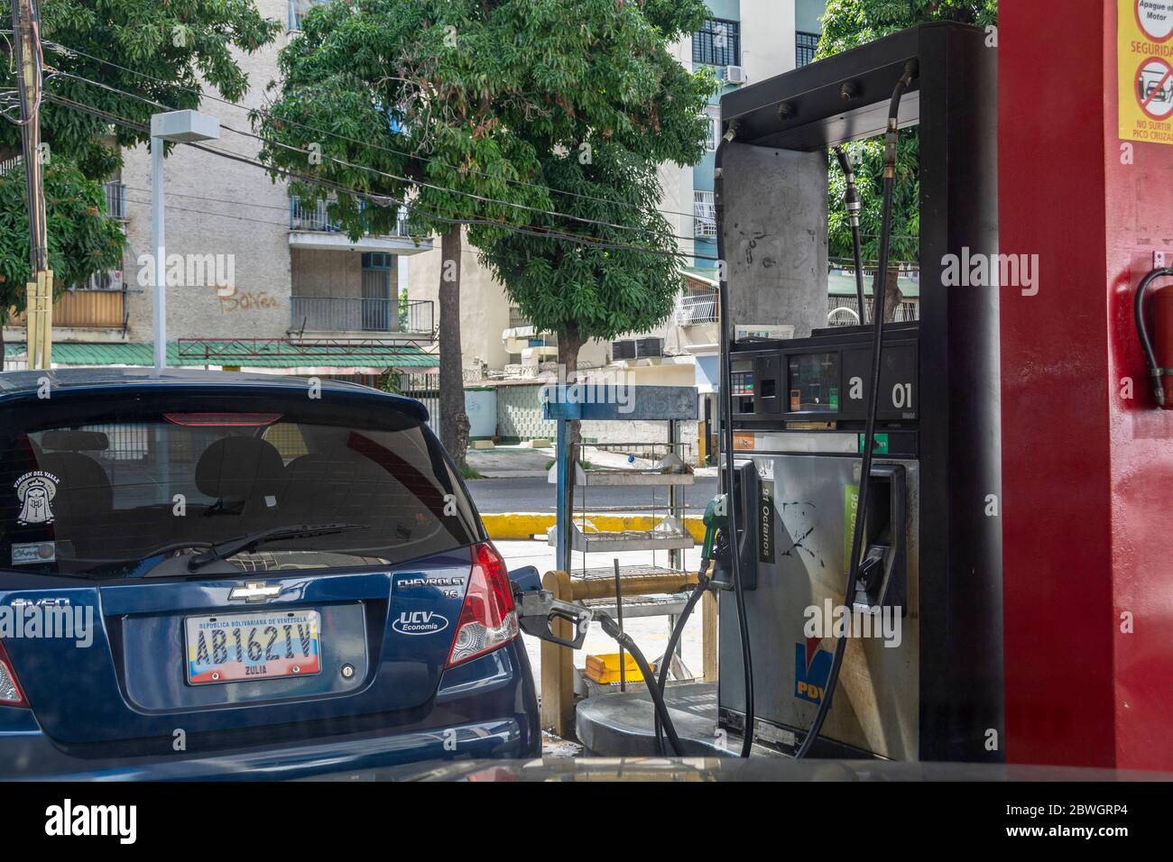 Caracas, Miranda, Venezuela. 1st June, 2020. Very few gas stations ...
