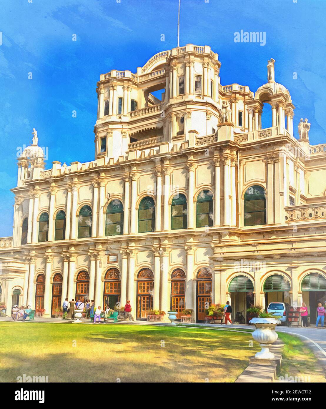 Colorful painting of Constantia building, La Martiniere College, India ...