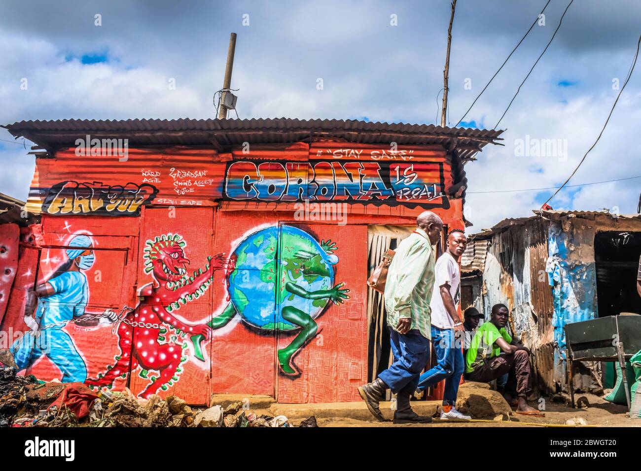 June 1, 2020, Nairobi, Kenya: Residents walk past a coronavirus ...