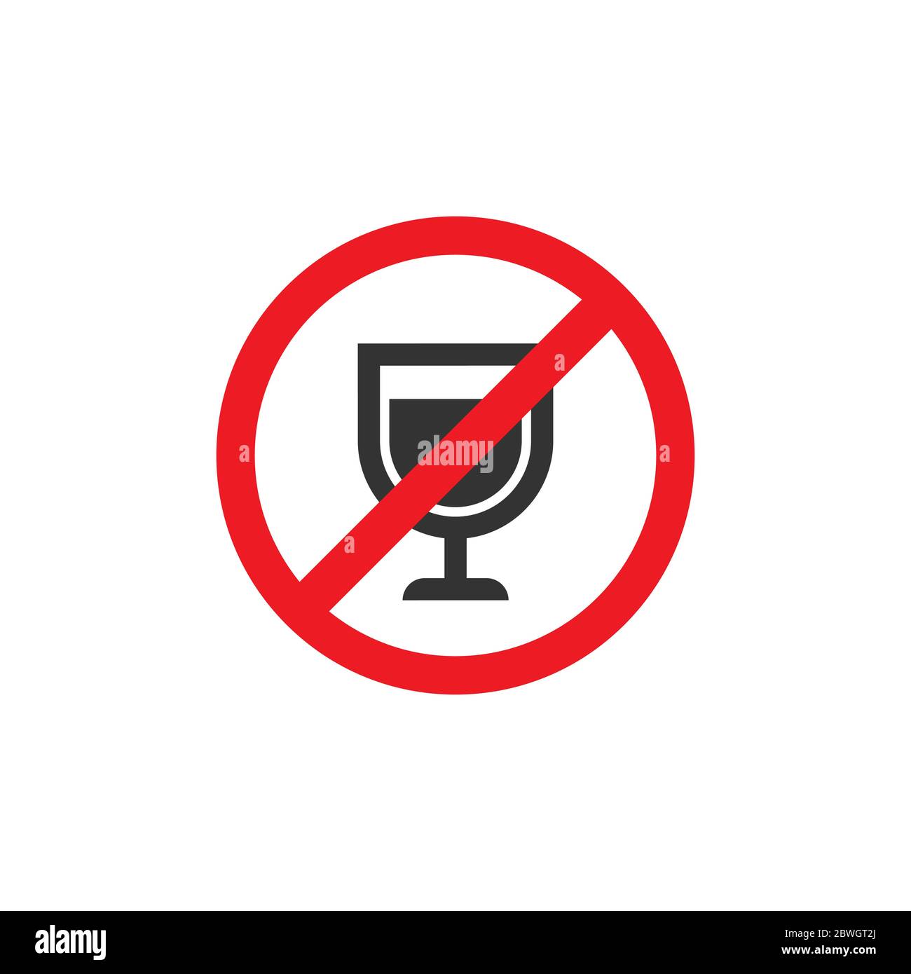 No alcohol sign. forbidden alcohol icon. glass in red crossed circle ...
