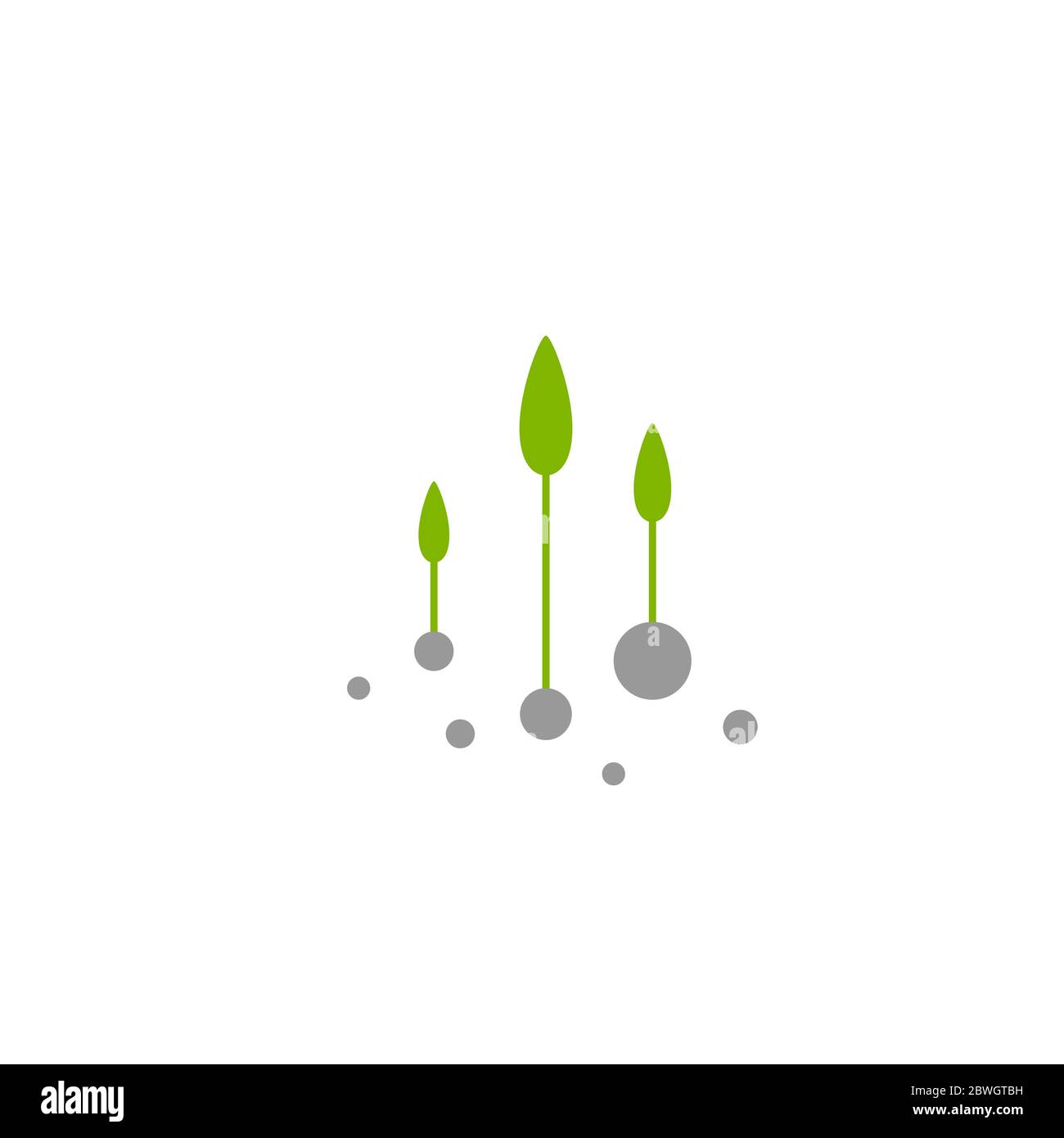 Three Green sprouts, sprigs, raw with leaves and seeds. Icon Isolated ...