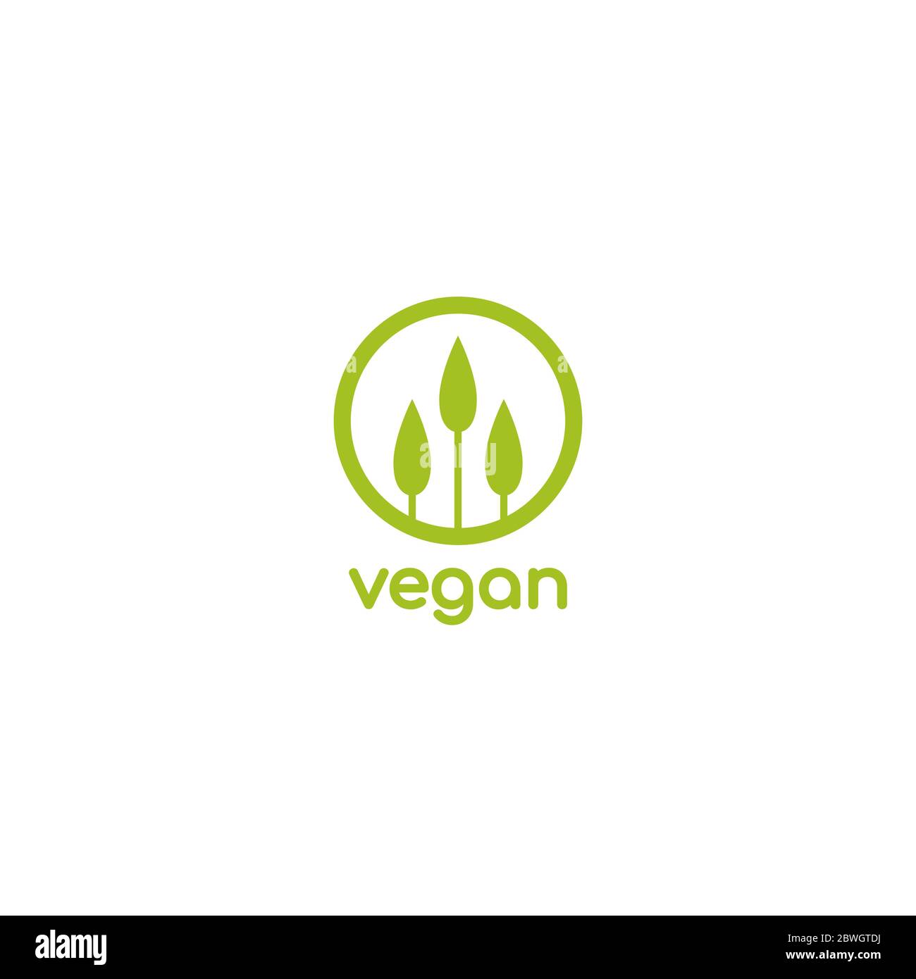 Vegan, veggie product label. Green leaves in circle icon. Healthy, eco ...