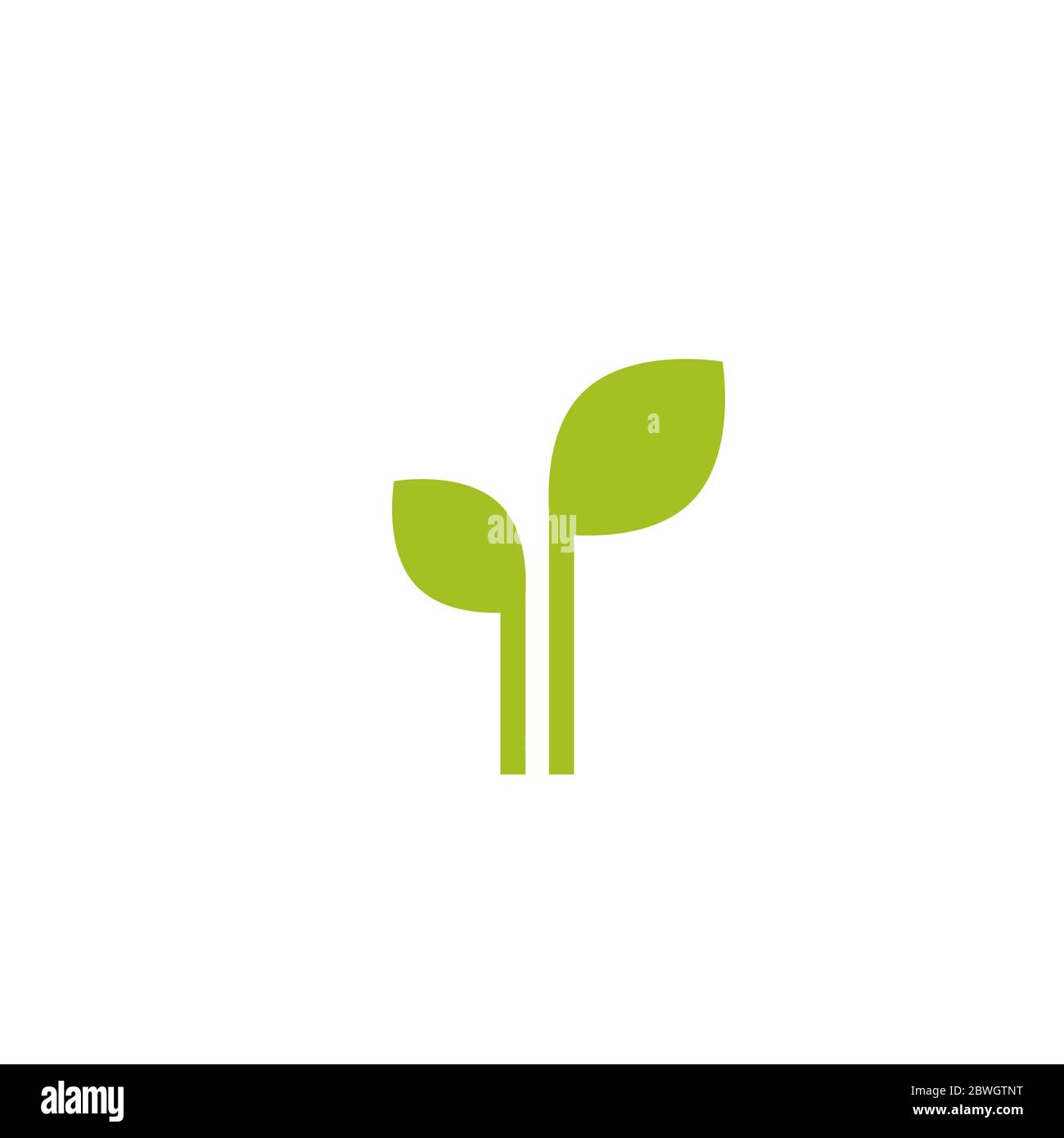 Two Green sprouts, sprigs, raw with silhouette leaf. Icon Isolated on ...