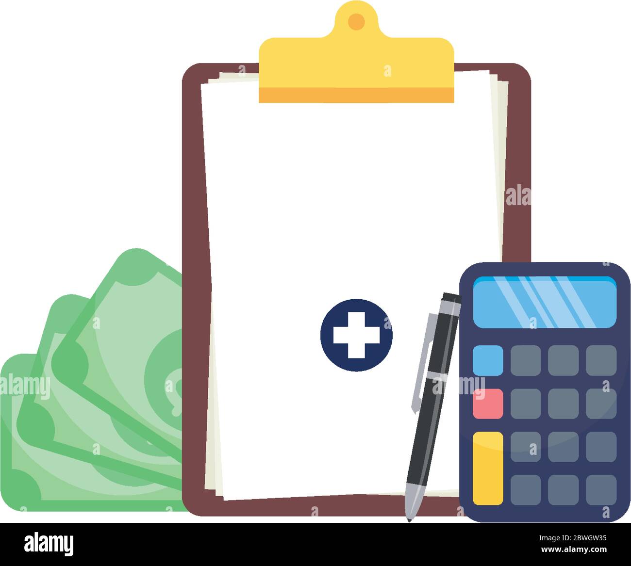 medical history calculator pen and bills vector design Stock Vector ...