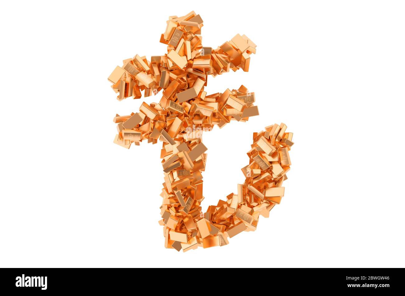 Lira sign from golden ingots. 3D rendering isolated on white background ...