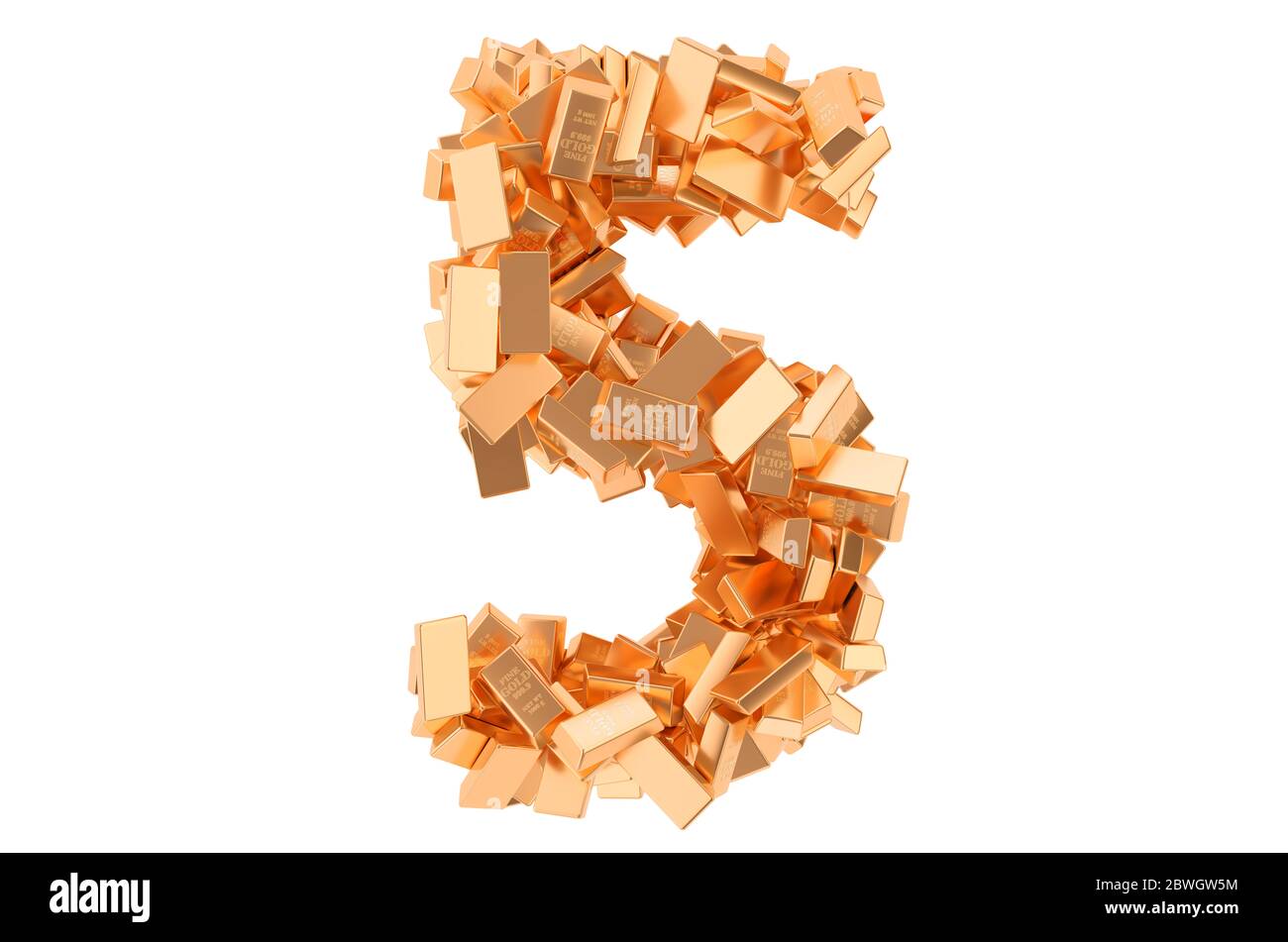 3d gold metal number five hi-res stock photography and images - Alamy
