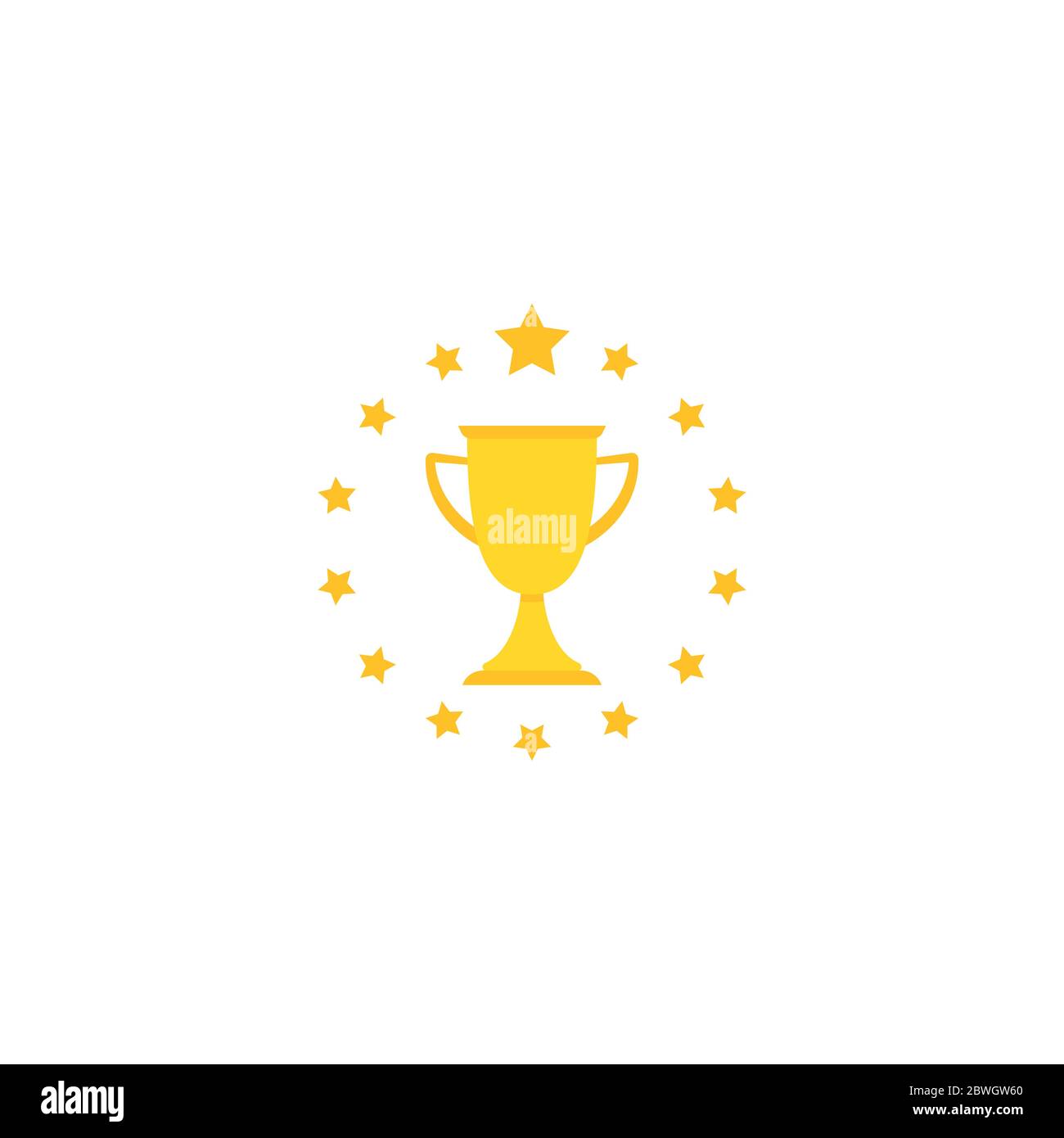 Gold trophy, winning cup with stars circle isolated on white background ...