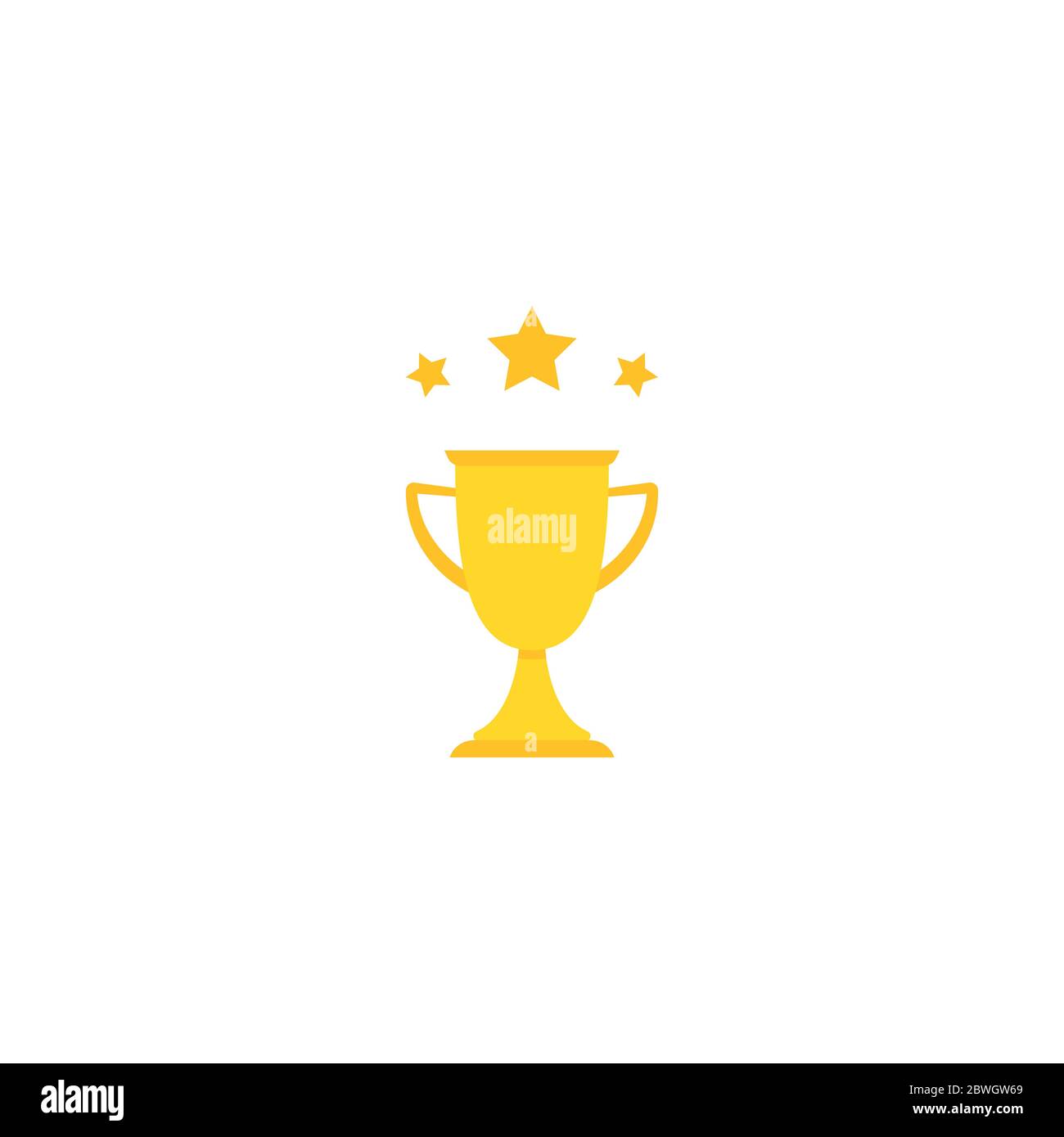 Gold trophy, winning cup with stars circle isolated on white background ...