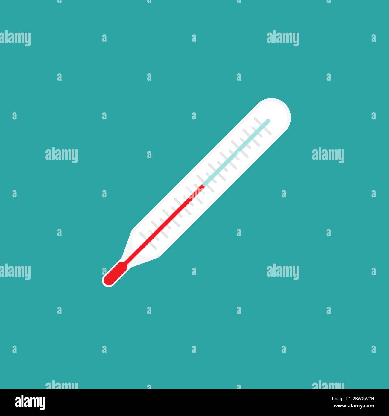 Medical thermometer icon isolated on blue. Human body temperature ...