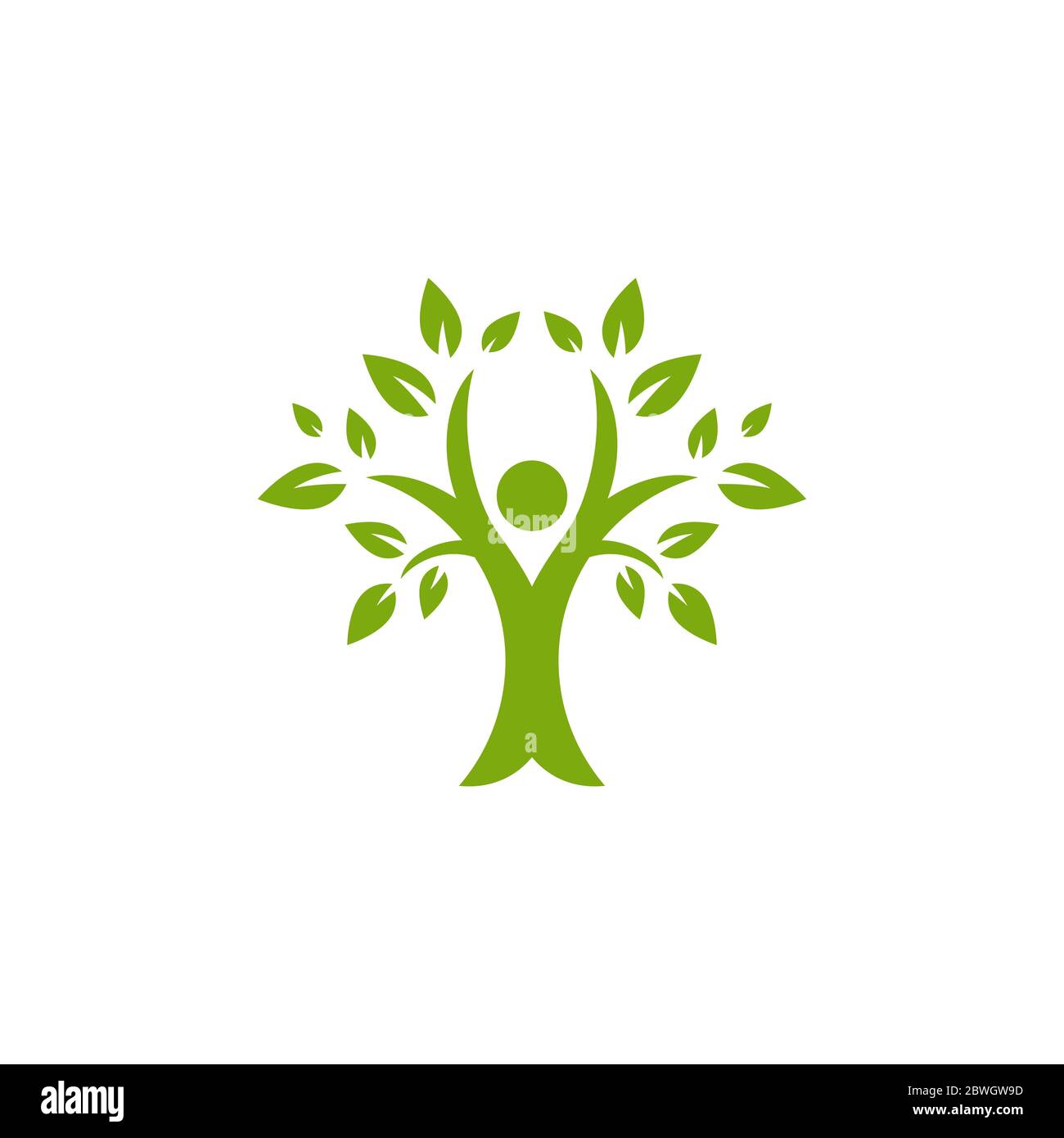 Green man silhouette with leaves. Human tree. Isolated on white. Flat ...