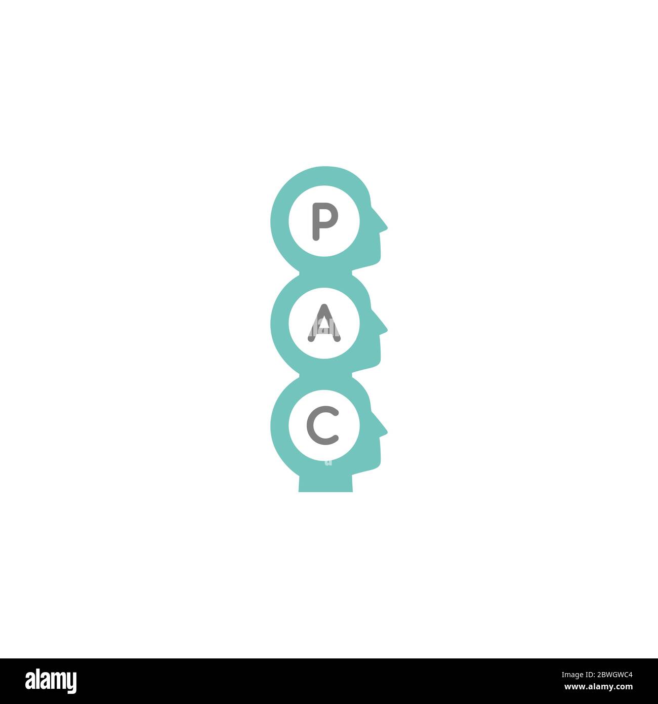 Blue man's head with transactional analysis vector pictogram. Intellect ...