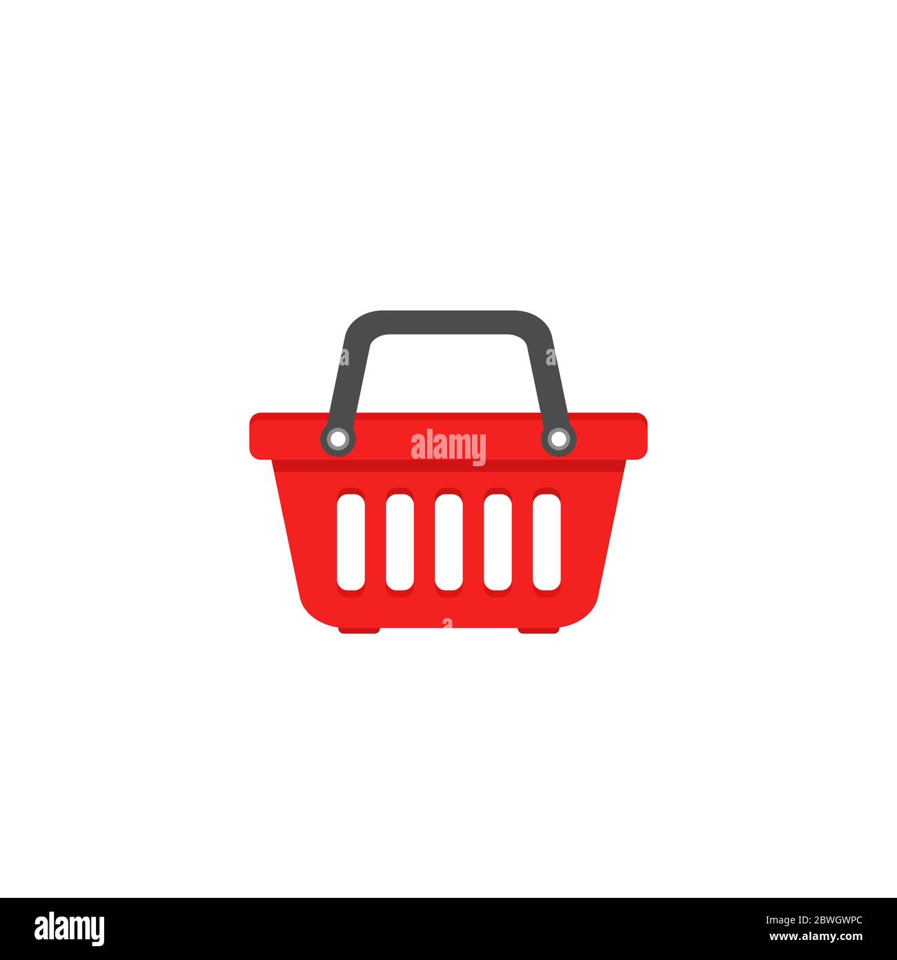 Shopping basket simple icon isolated on white background. Red store ...