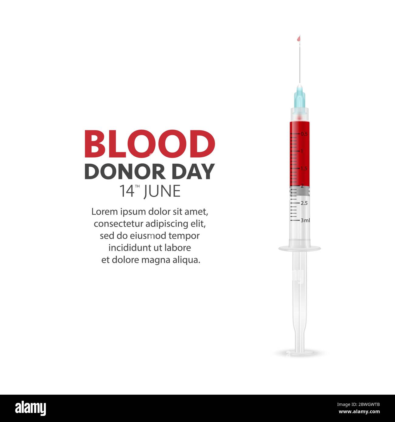 Banner, Placard. Donate Blood Concept with 3d Realistic Vector Syringe ...