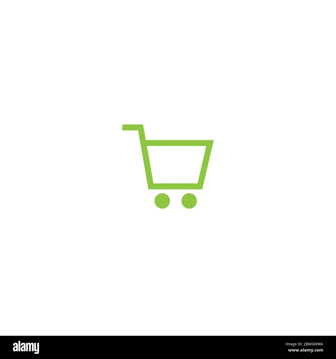 Green shopping cart simple icon isolated on white background. Store ...