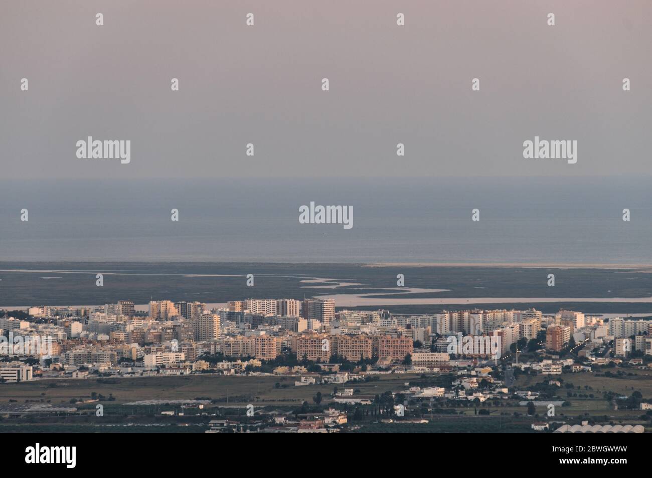 Faro city, capital of the region of Algarve, as seen from Guilhim hill ...