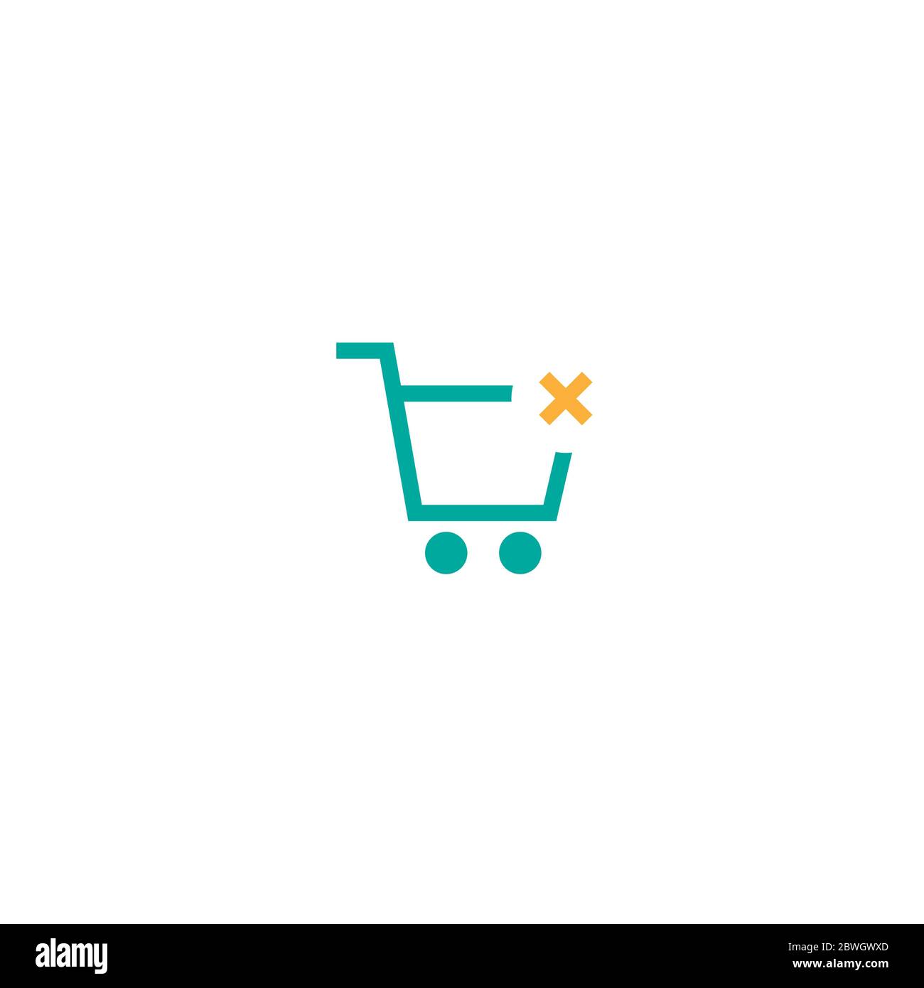 Blue shopping cart with orange cross sign. Cancel or delete purchase ...