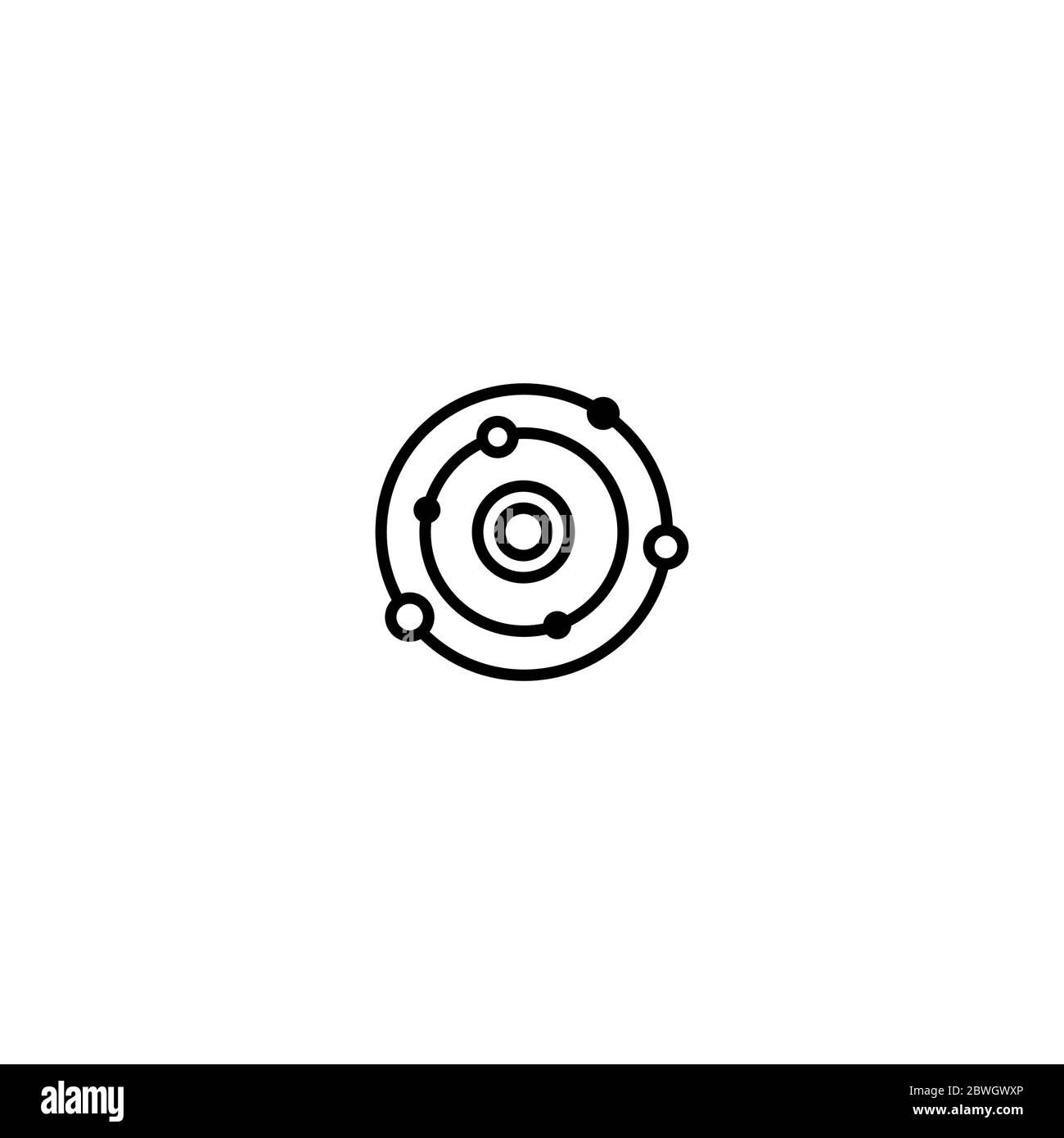 Solar system. Cosmos, universe, space sign. Hub network connection line ...