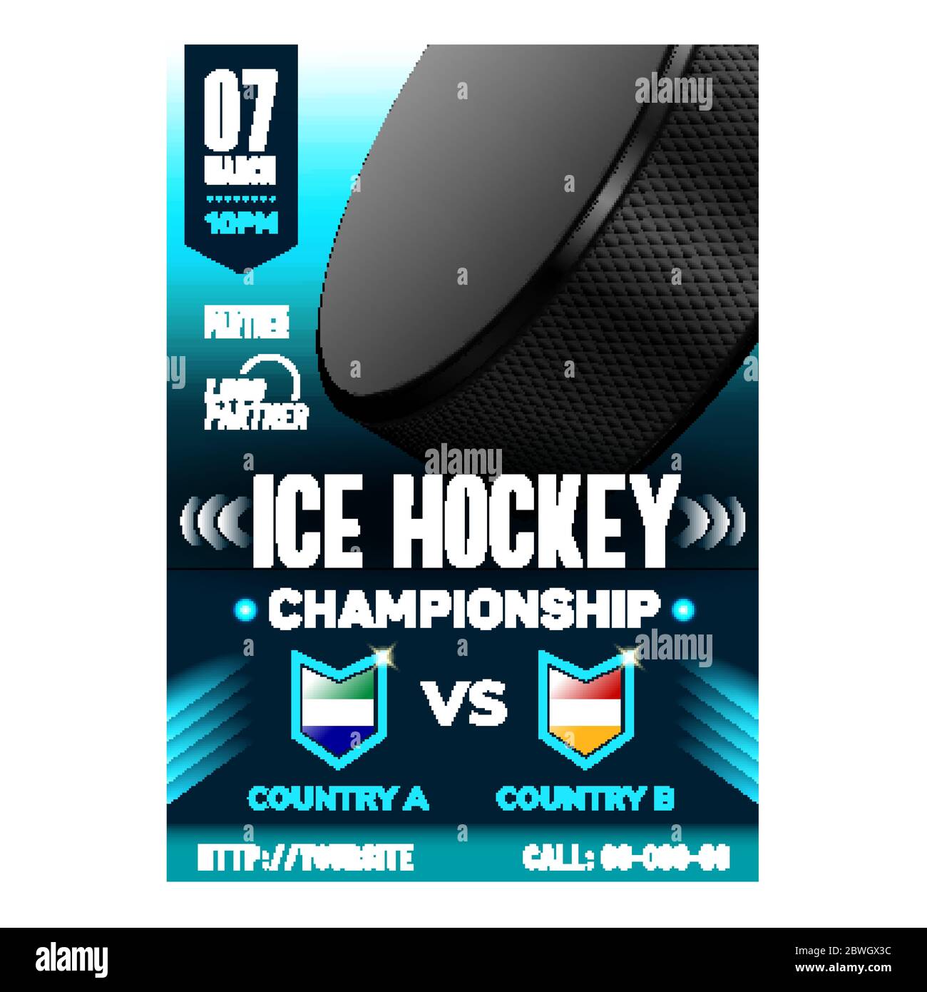 Hockey Ice Rink Extremal Sport Flyer Poster Vector Stock Vector Image ...