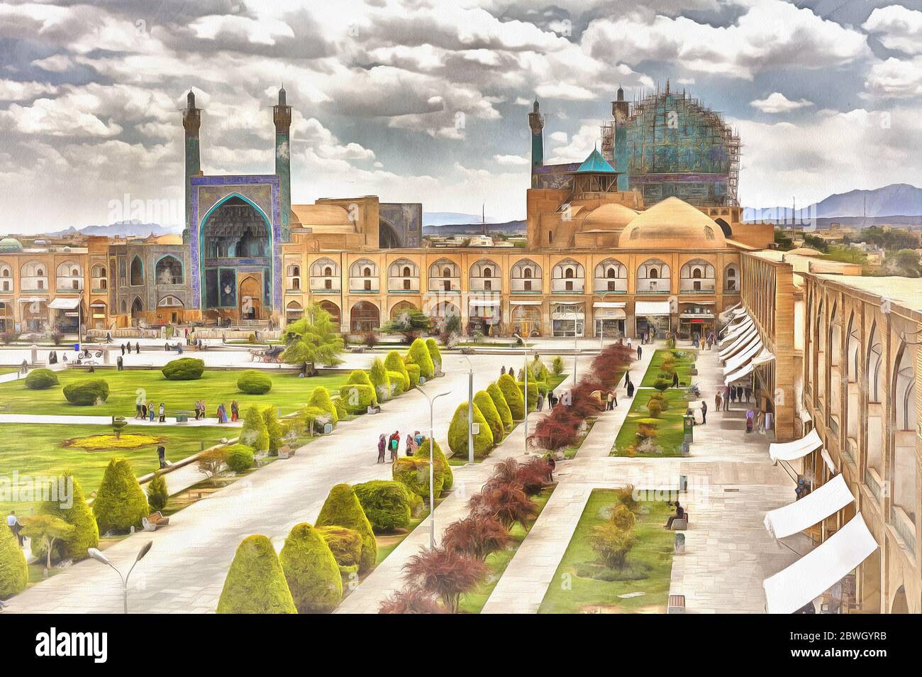 Shah Mosque colorful painting, Naghsh-e Jahan Square, Isfahan, Isfahan ...