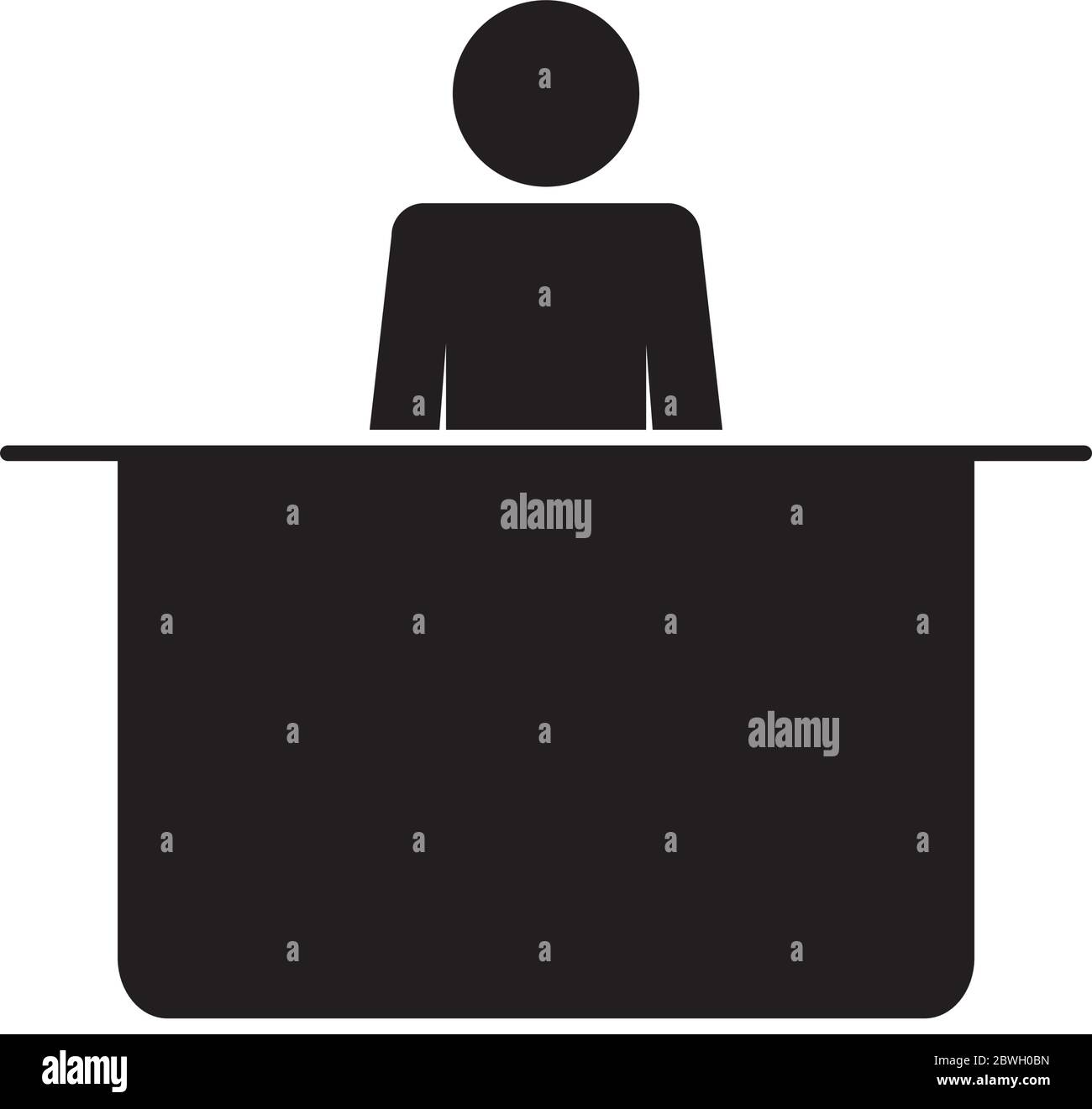 pictogram man at a desk icon over white background, silhouette style ...