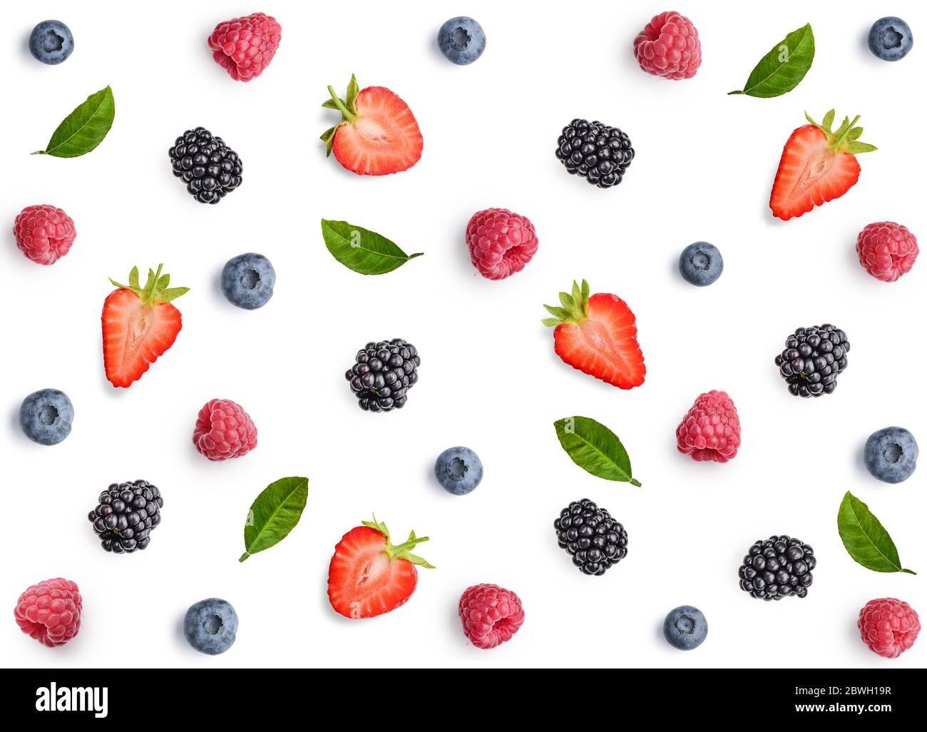Raspberry, blackberry, strawberry and blueberry isolated on white ...