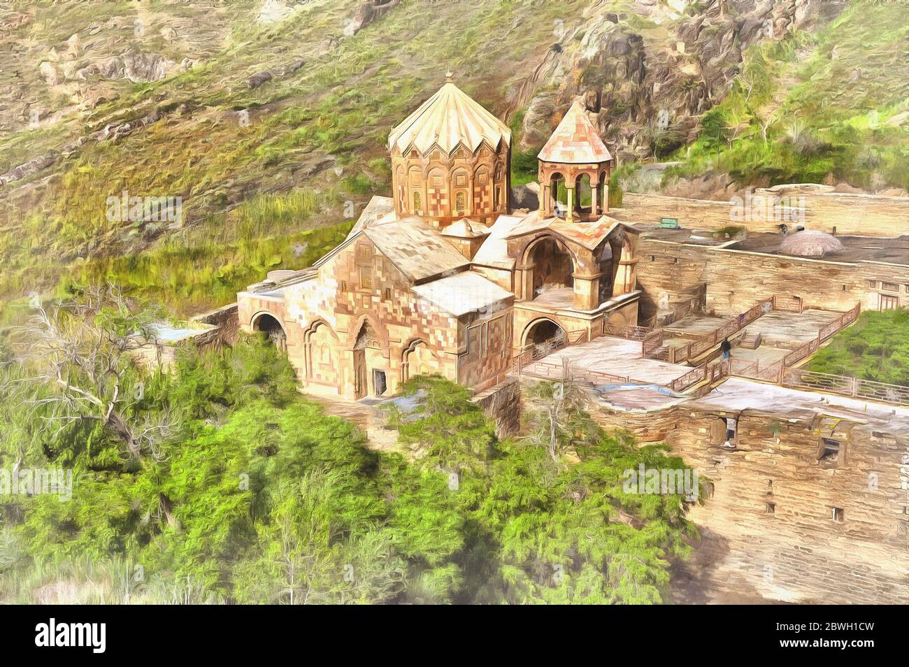 Saint Stepanos Armenian Monastery colorful painting, East Azerbaijan ...