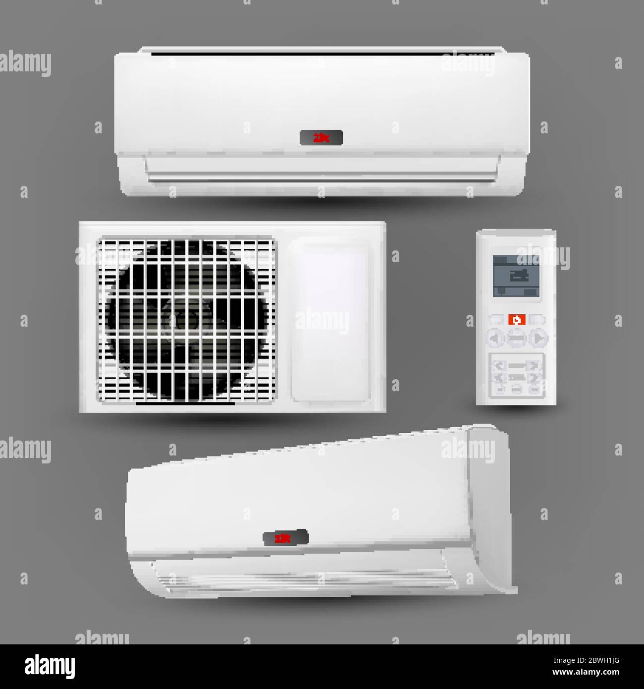 Air Conditioner System With Control Set Vector Stock Vector Image & Art ...