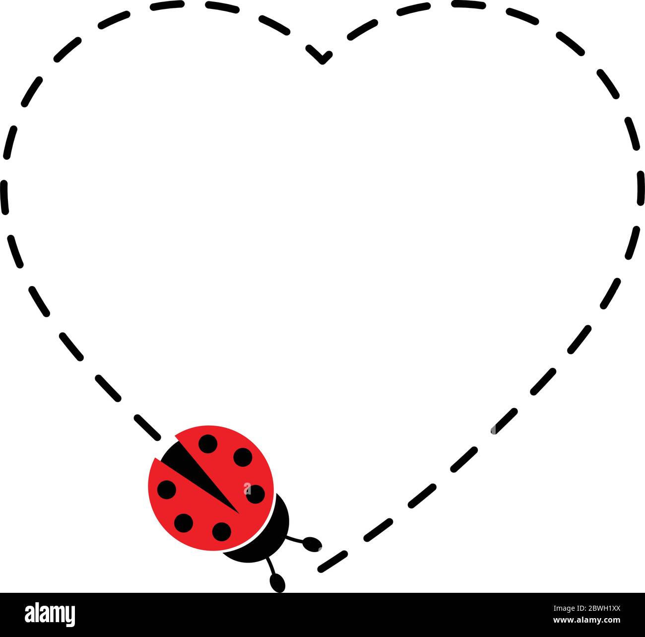 ladybug path. ladybug fly heart route. heart path vector icon Stock ...