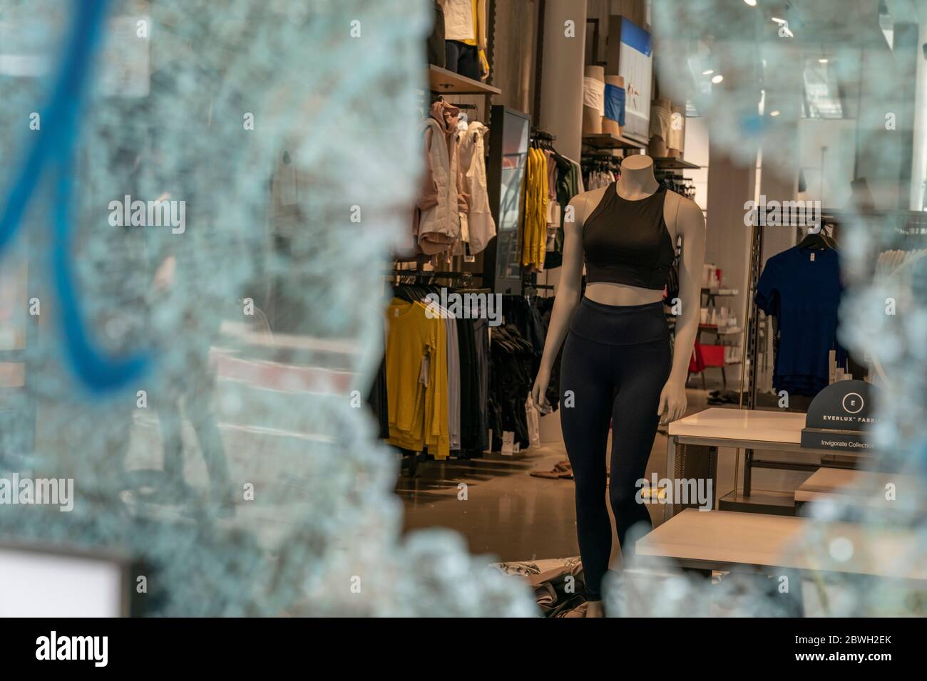 New York, NY - June 1, 2020: Looting and destruction follow peaceful ...