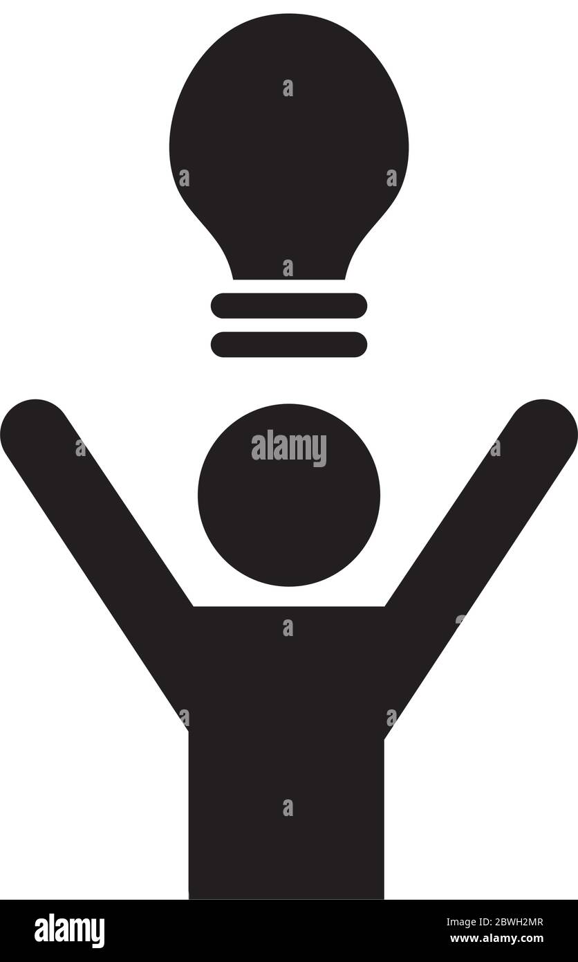 pictogram man and bulb light icon over white background, silhouette ...