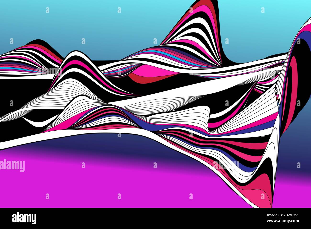 Vector illustration with graphic linear waves and strokes Stock Vector ...