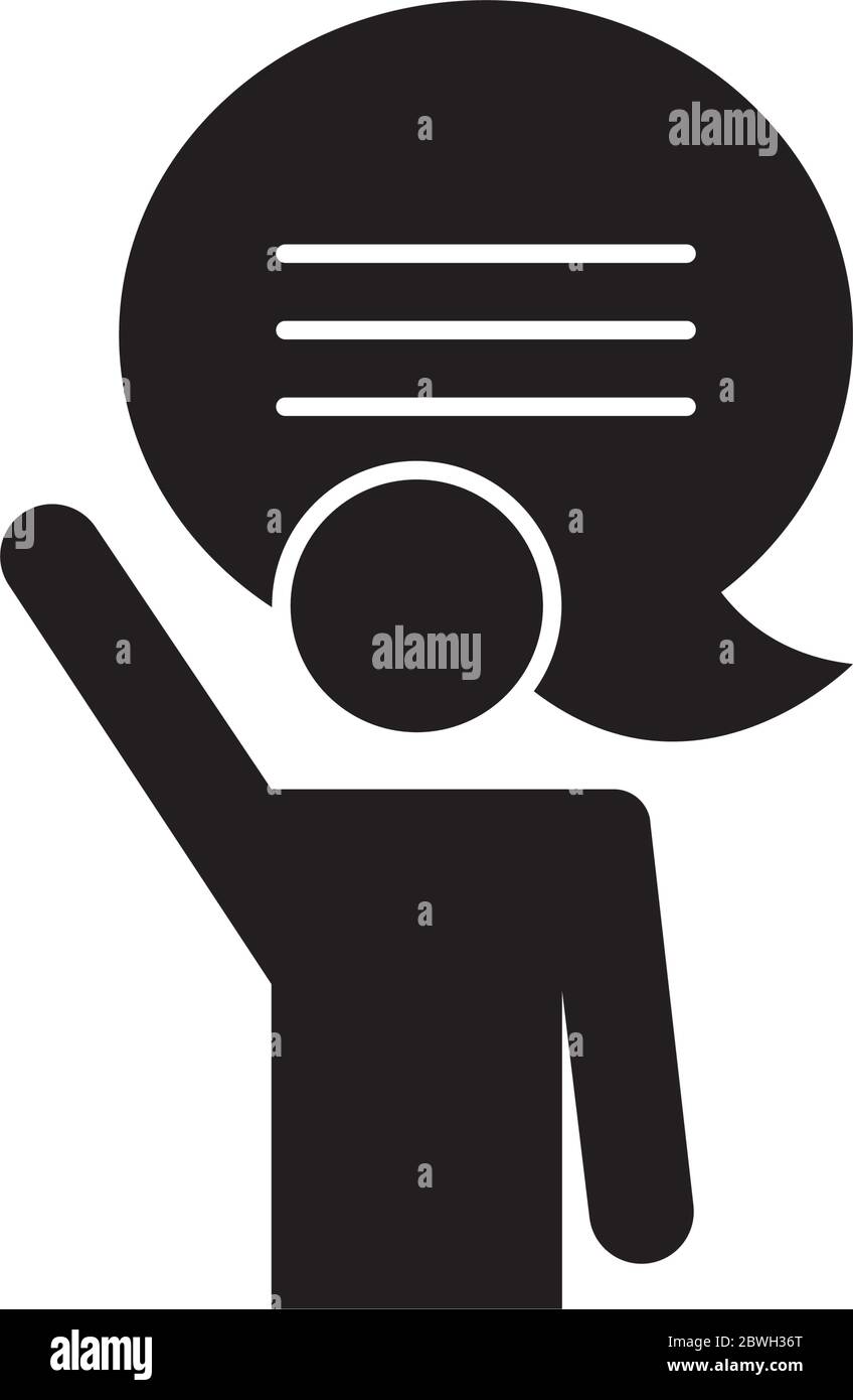 pictogram person waving and speech bubble icon over white background ...